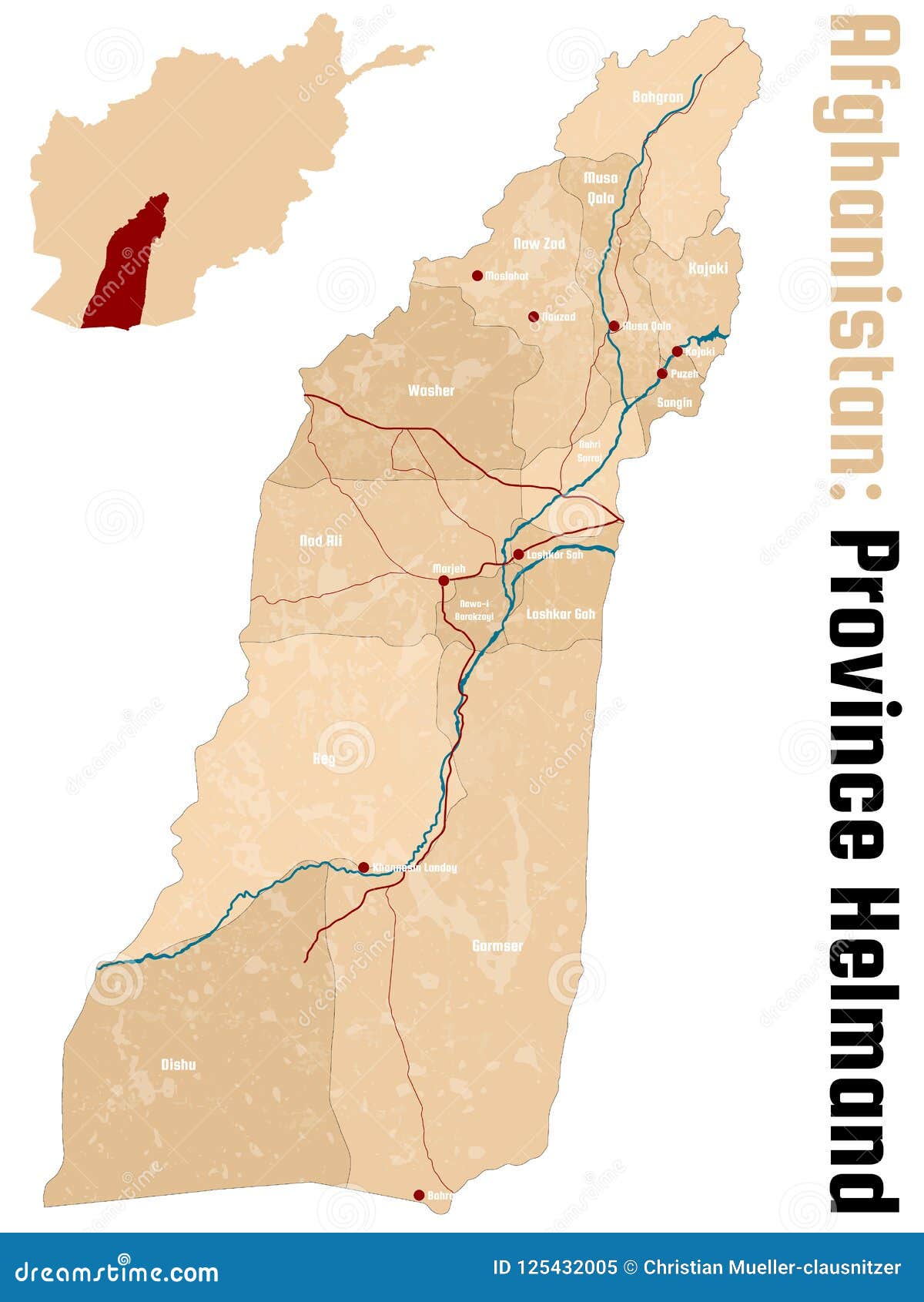 Map of the Afghan Province of Helmand Stock Vector - Illustration of ...
