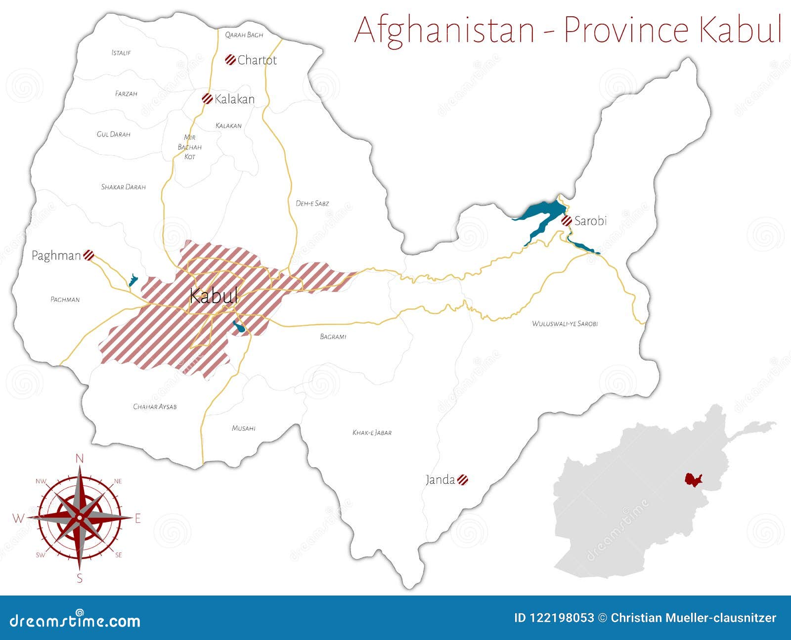 Map of the Afghan Province of Kabul Stock Vector - Illustration of ...