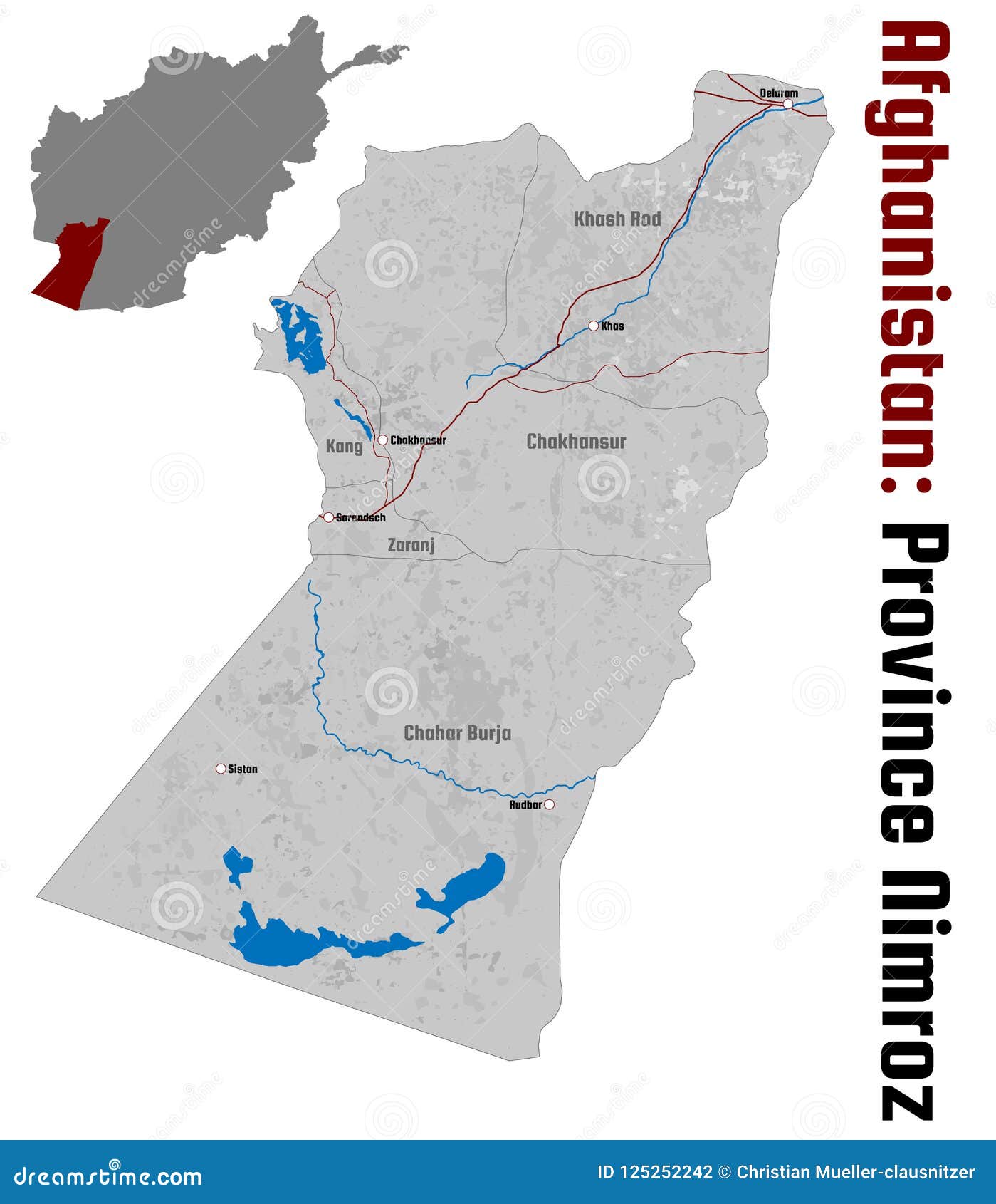 Map of the Afghan Province of Nimroz Stock Vector - Illustration of ...