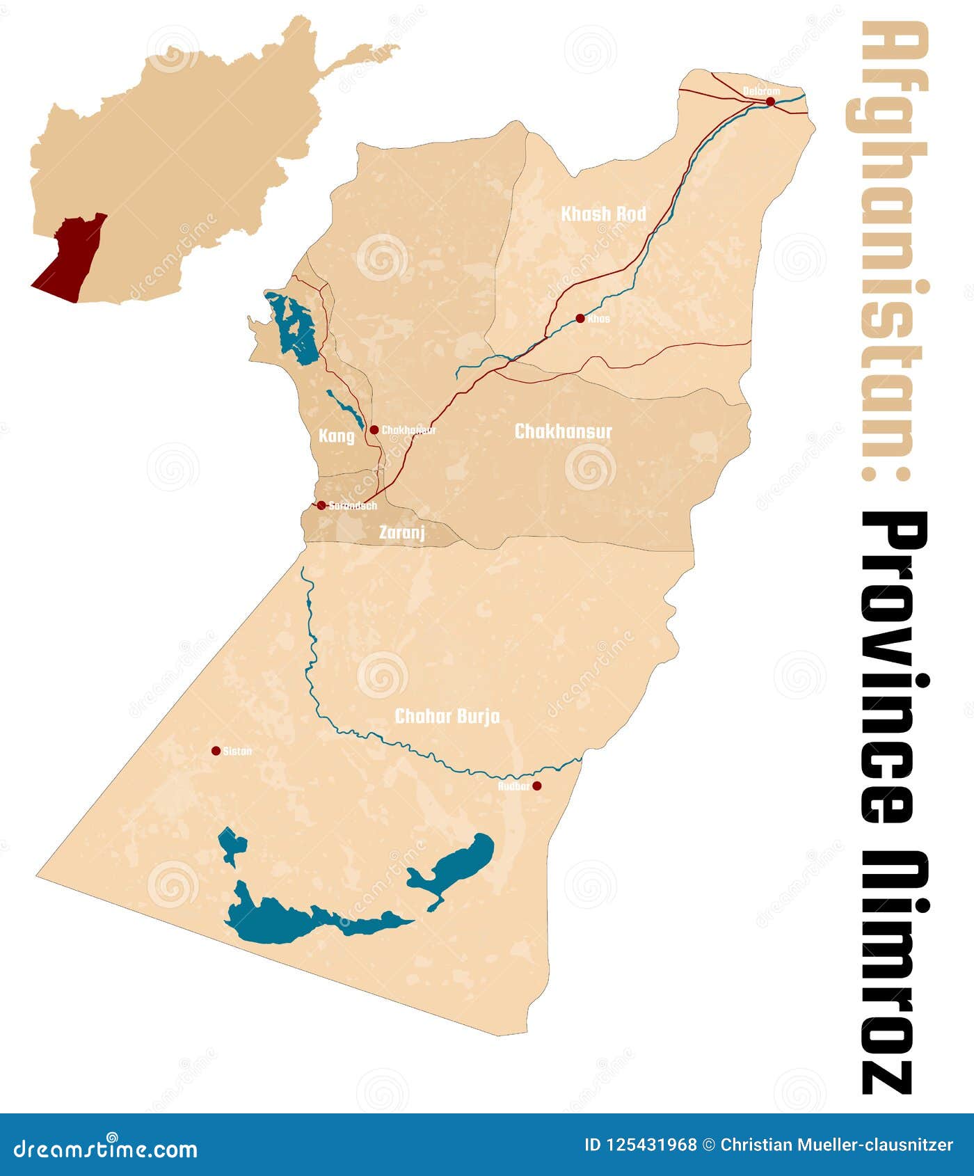 Map of the Afghan Province of Nimroz Stock Vector - Illustration of ...