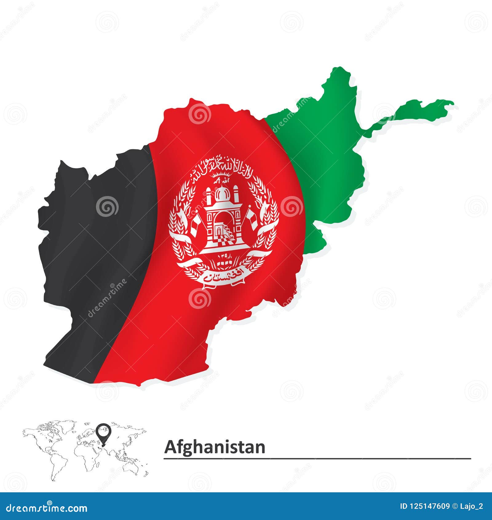 Map of Afghanistan with Flag Stock Vector - Illustration of kandahar ...