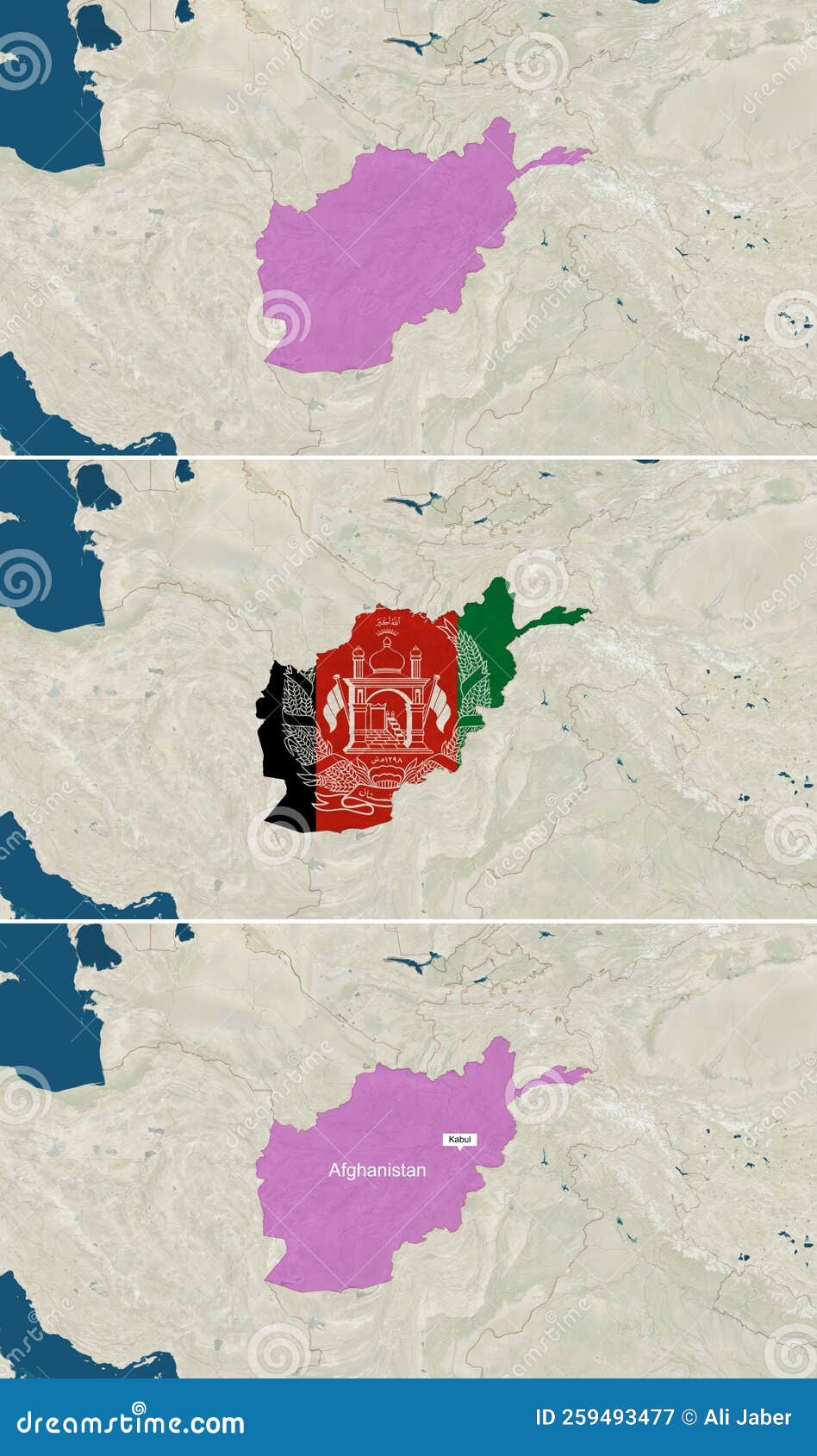 The Map of Afghanistan with Text, Textless, and with Flag Stock Image ...