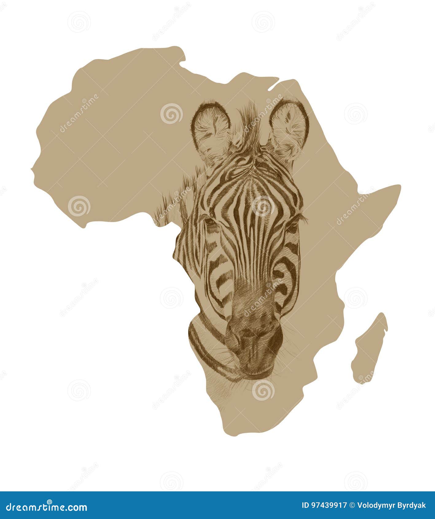 Map of Africa with Drawn Zebra Stock Illustration - Illustration of ...