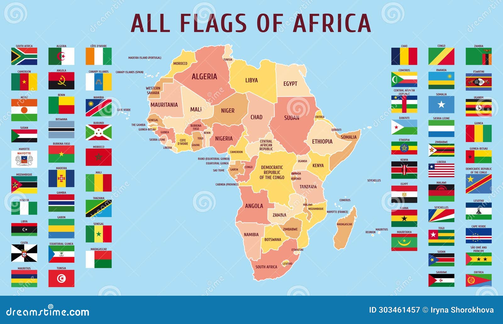 Map of Africa with flags stock vector. Illustration of political ...