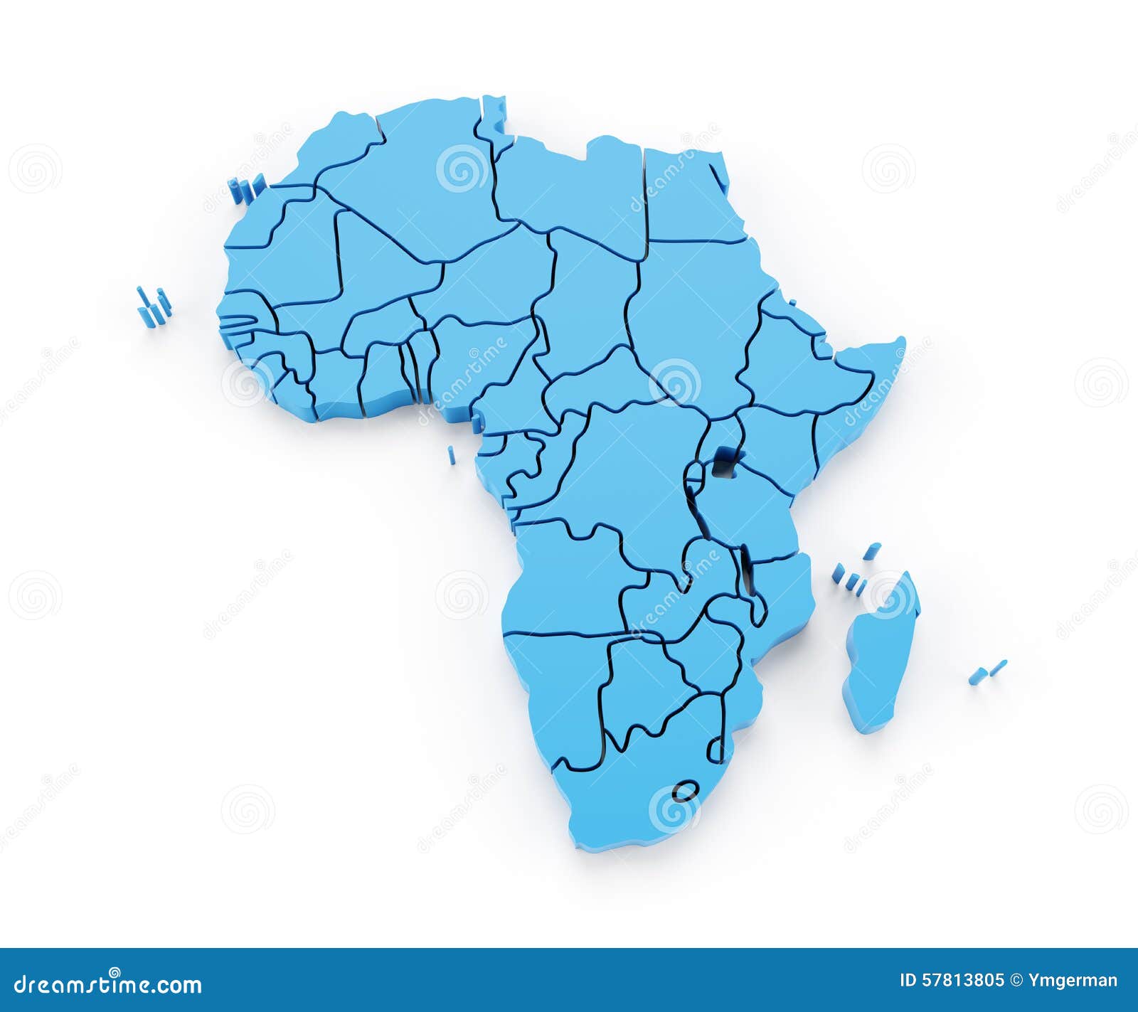 Map of Africa with National Borders Stock Illustration - Illustration ...