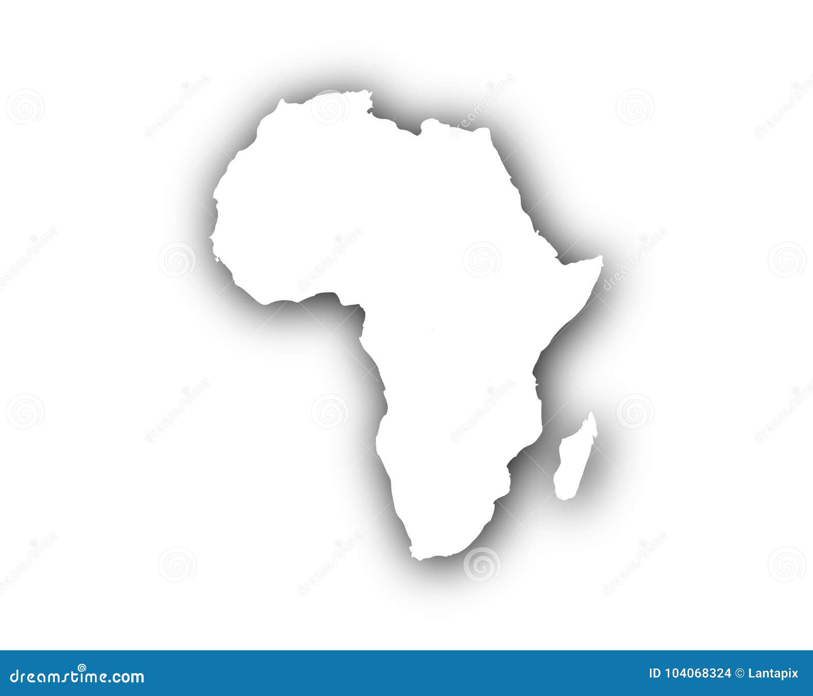 Map of Africa with shadow stock vector. Illustration of shape - 104068324