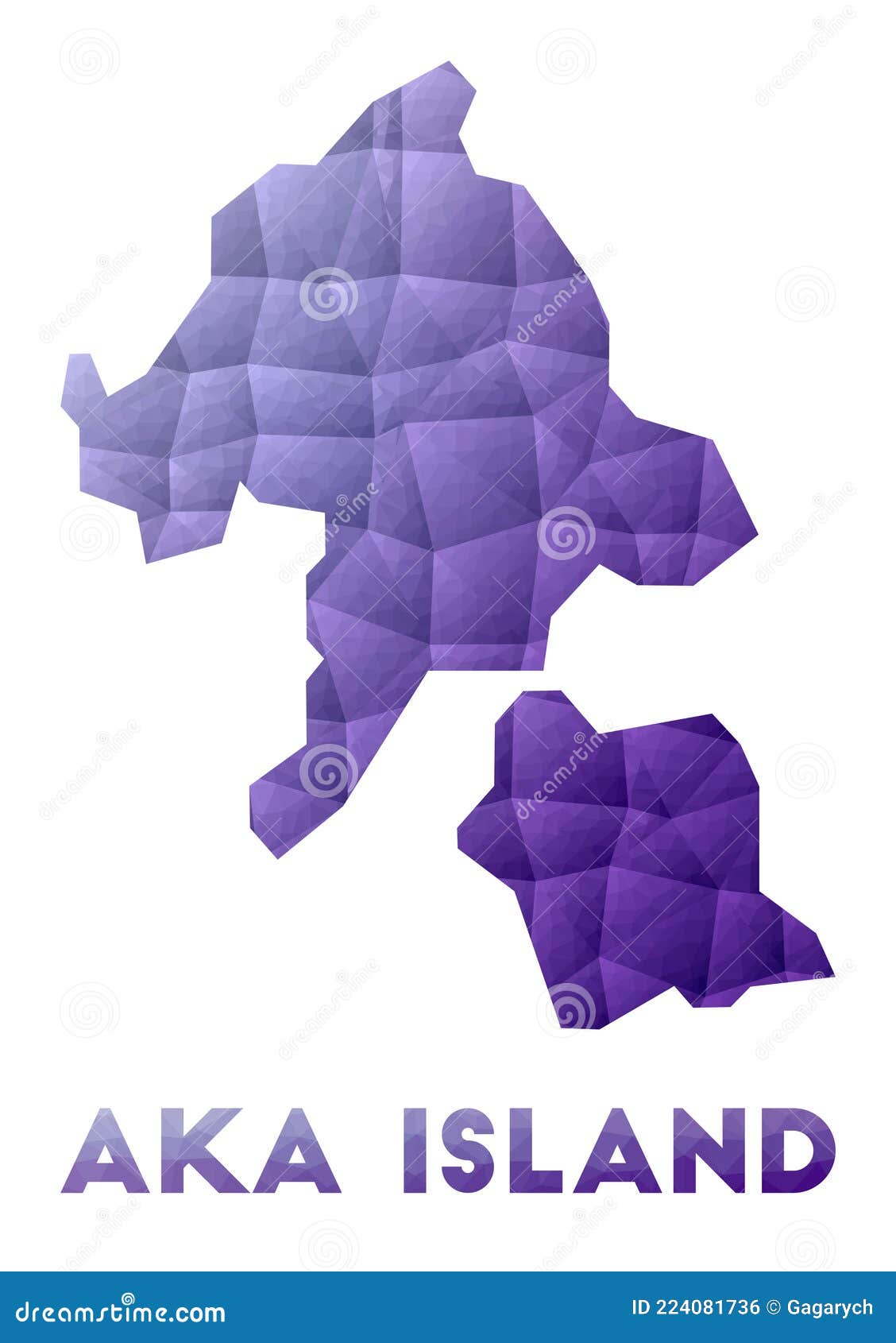 Map of Aka Island. stock vector. Illustration of polygon - 224081736
