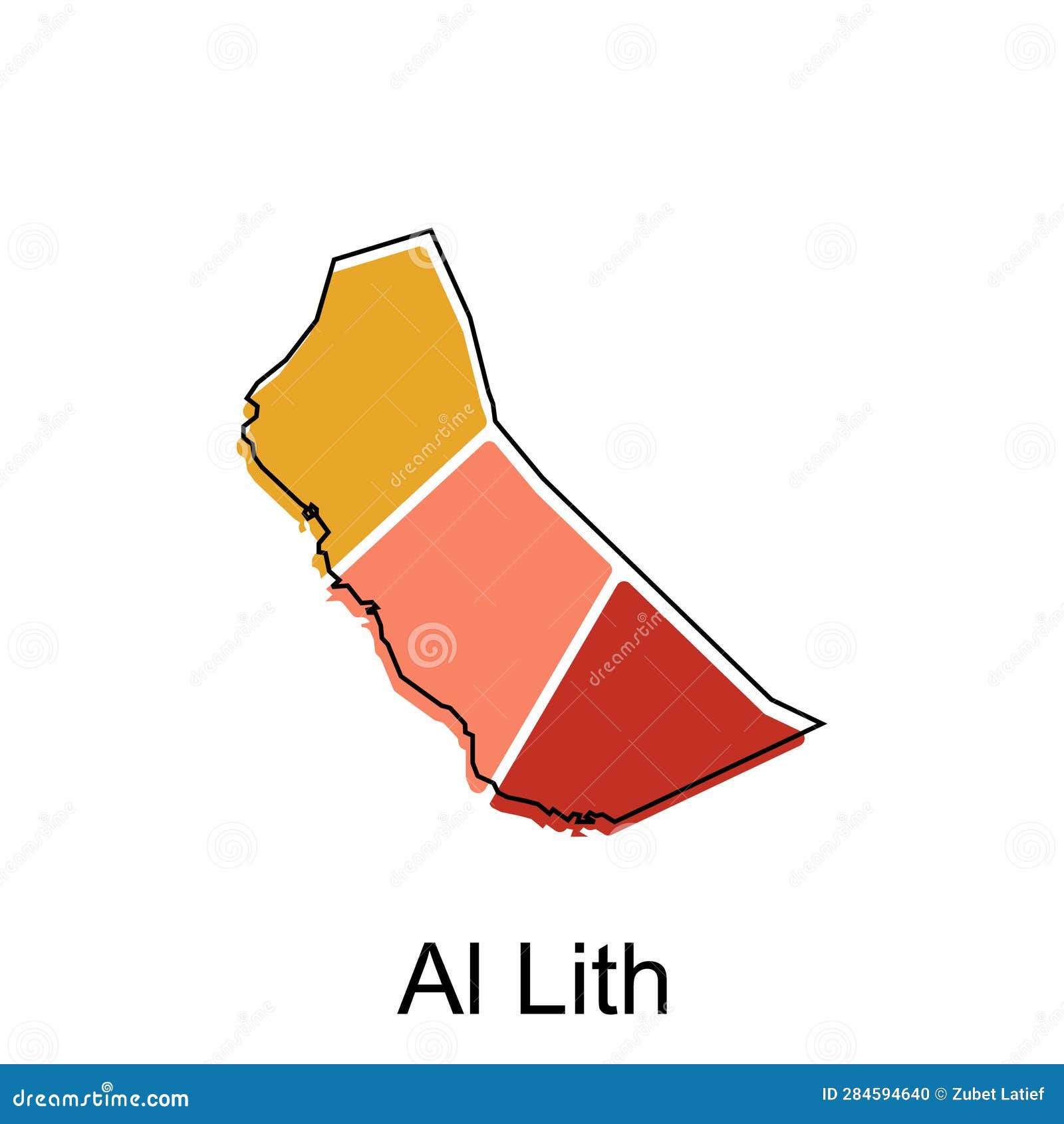 Map of Al Lith Colorful Modern Vector Design Template, National Borders ...