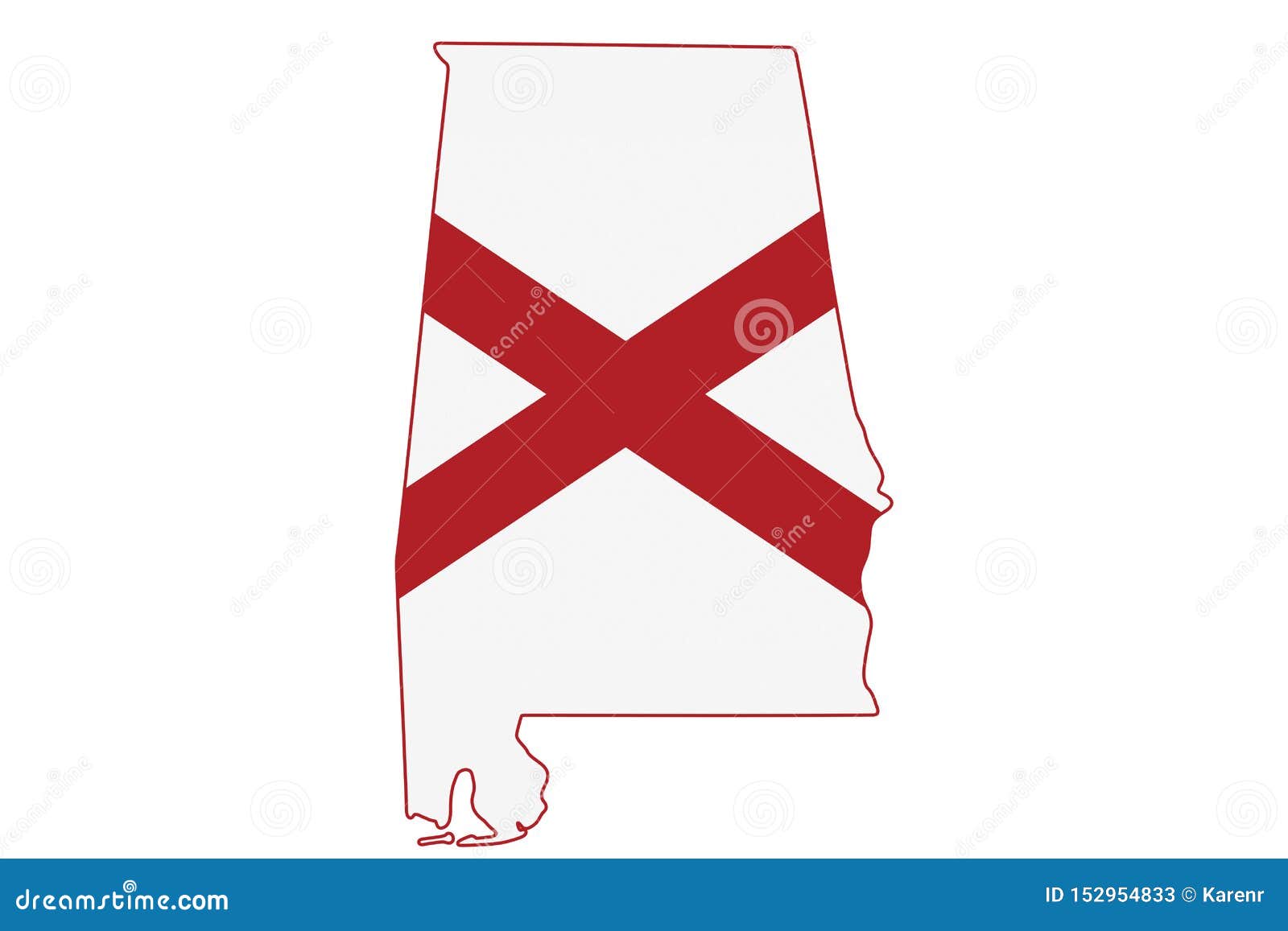Map of Alabama in the Alabama Flag Colors Stock Illustration ...