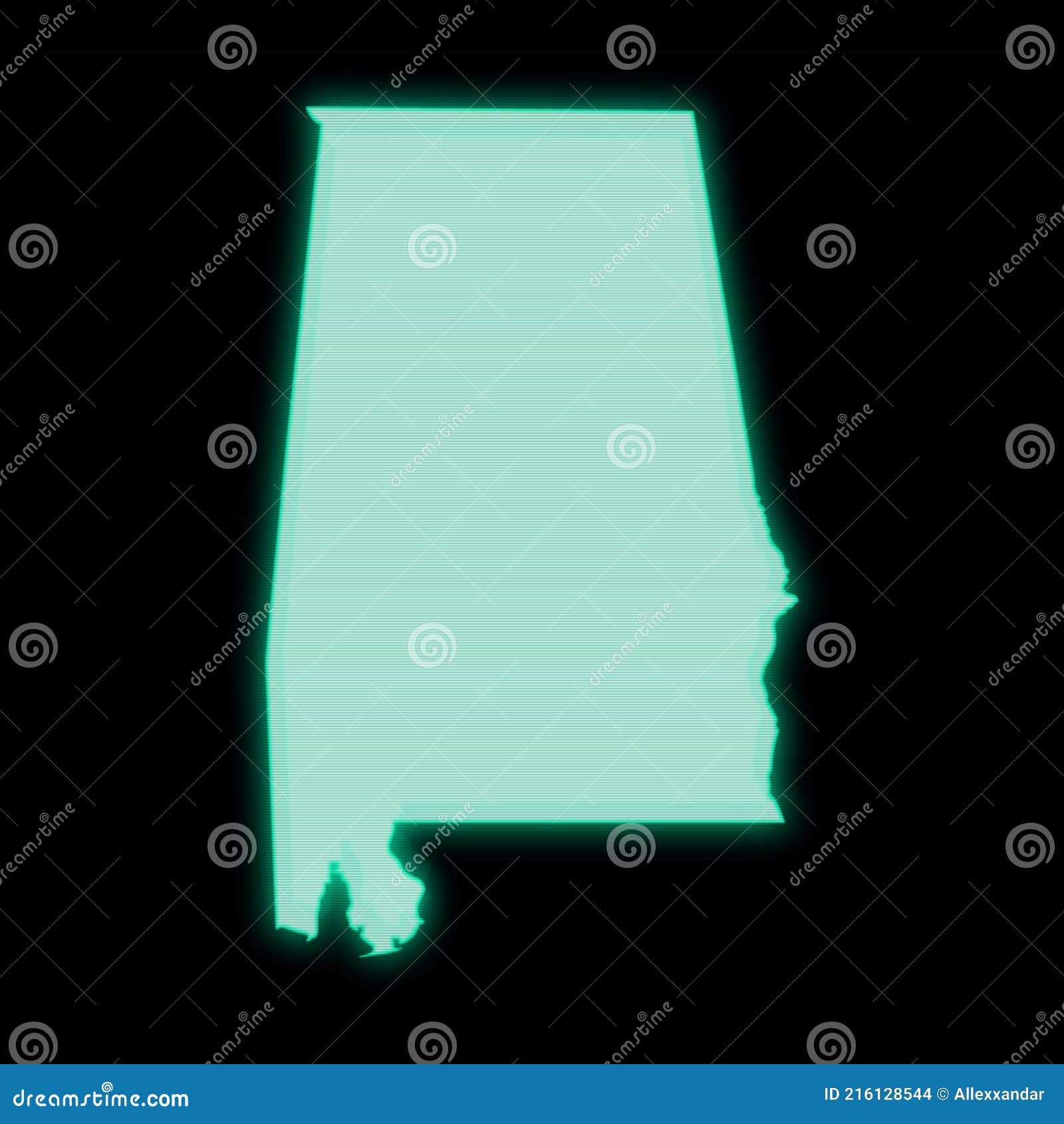Map of Alabama, Old Green Computer Terminal Screen Stock Photo - Image ...