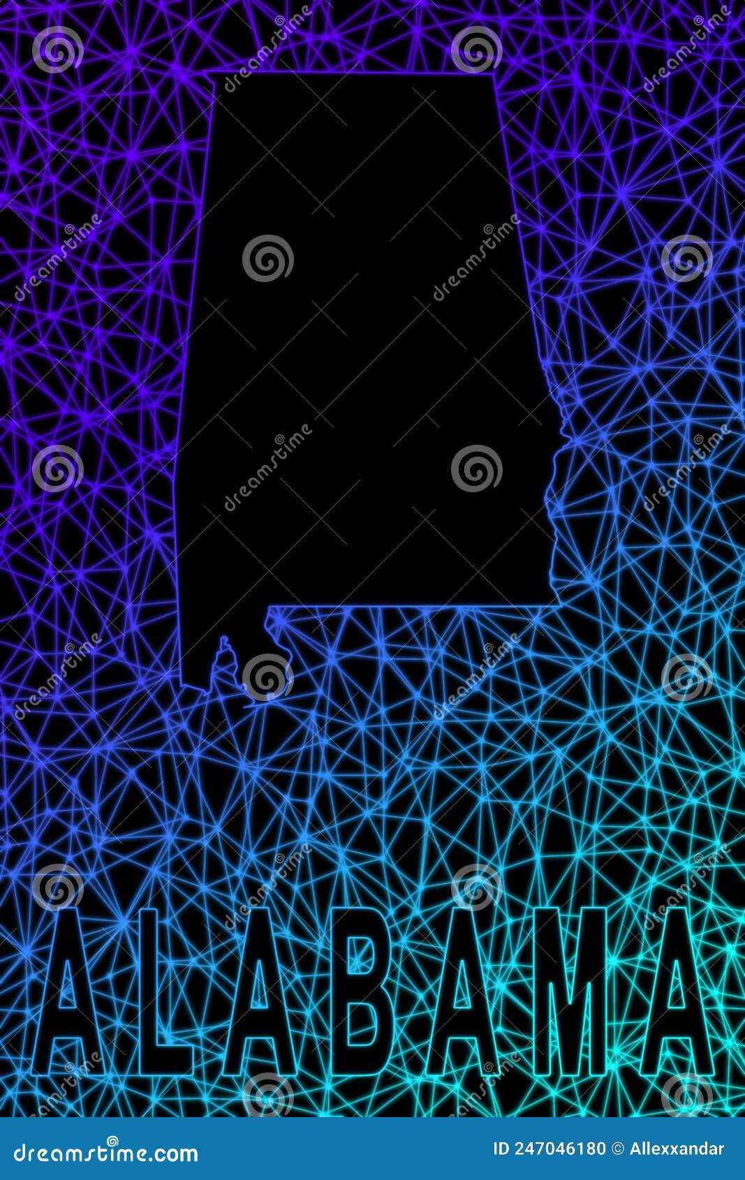 Alabama Line Map Cartoon Vector | CartoonDealer.com #210549597