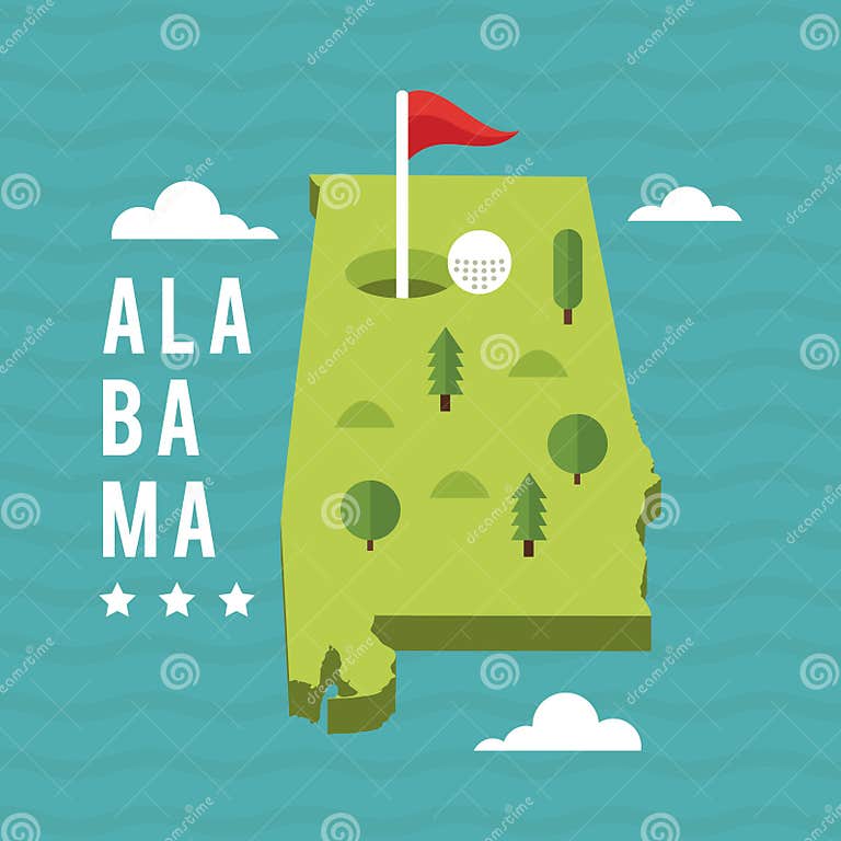 Map of Alabama State. Vector Illustration Decorative Design Stock ...