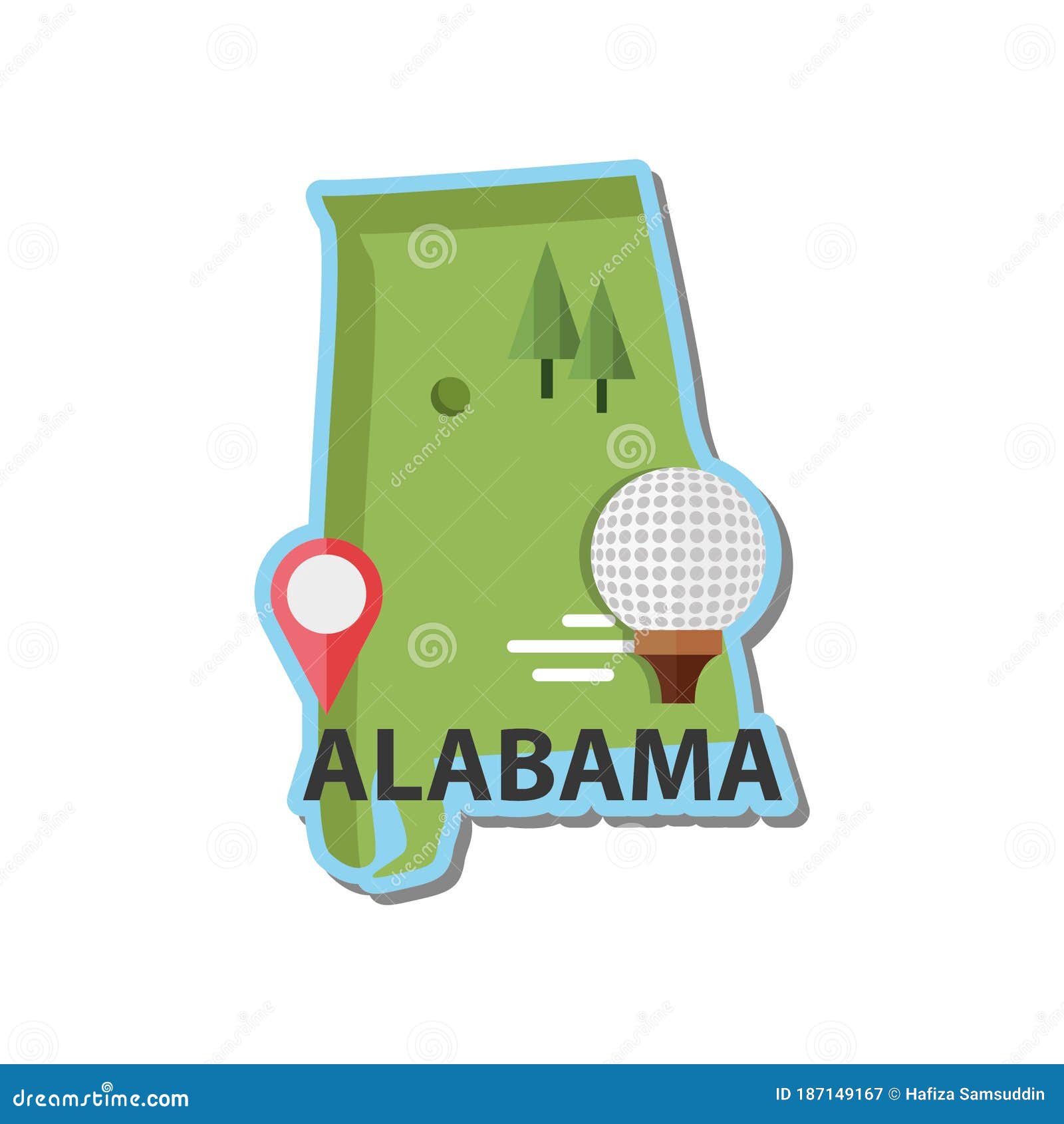 Map of Alabama State. Vector Illustration Decorative Design Stock ...