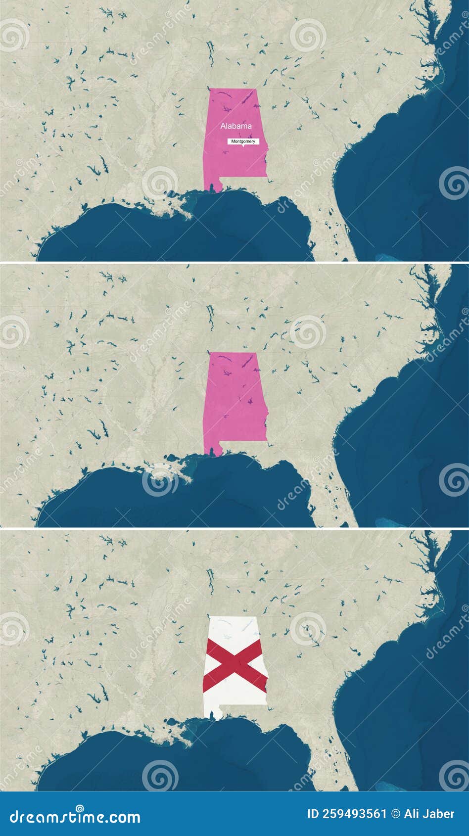 The Map of Alabama with Text, Textless, and with Flag Stock ...