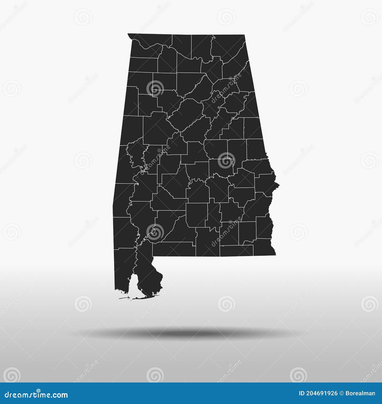 Map of the Alabama stock vector. Illustration of silhouette - 204691926