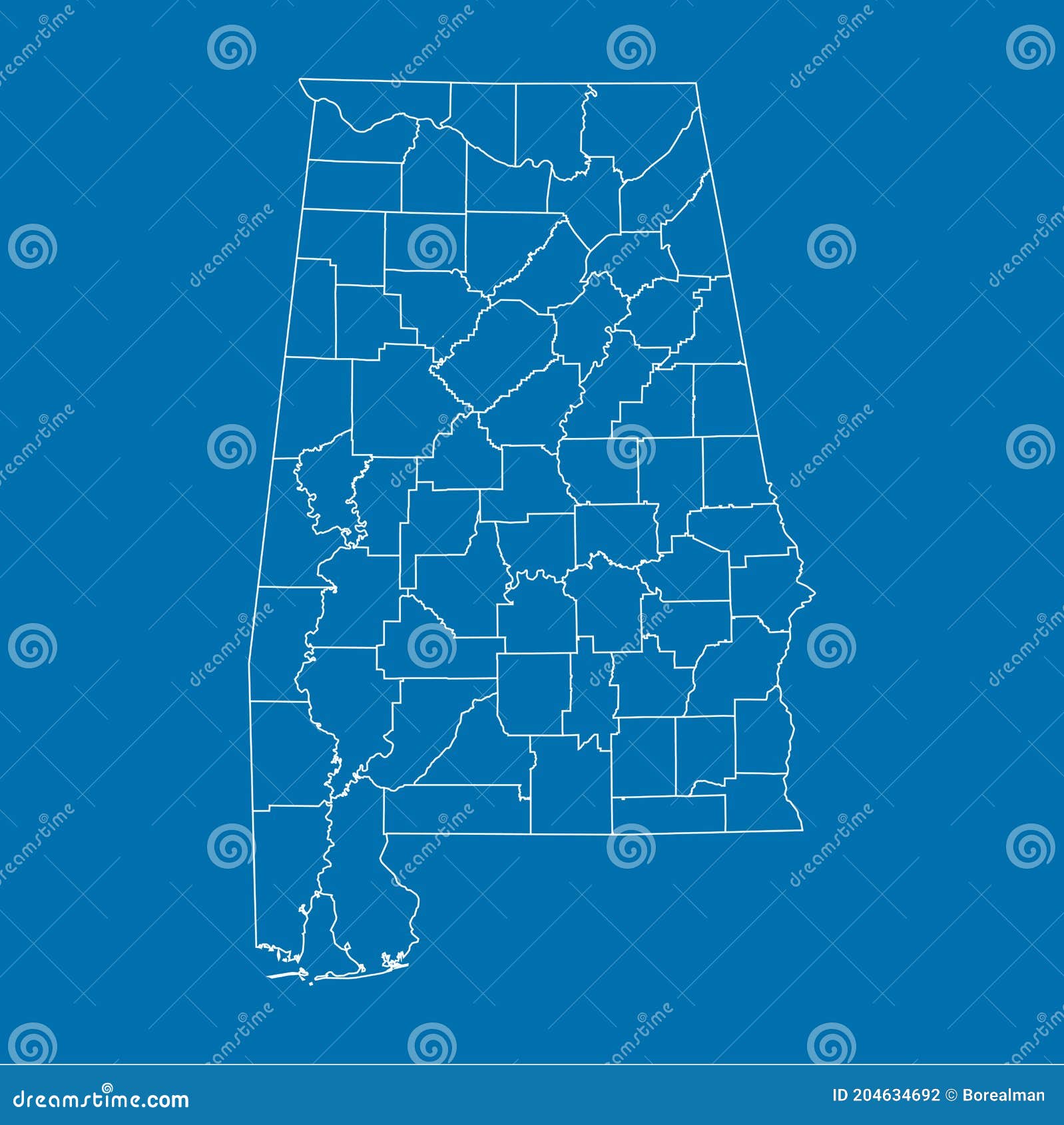 Map of the Alabama stock vector. Illustration of america - 204634692
