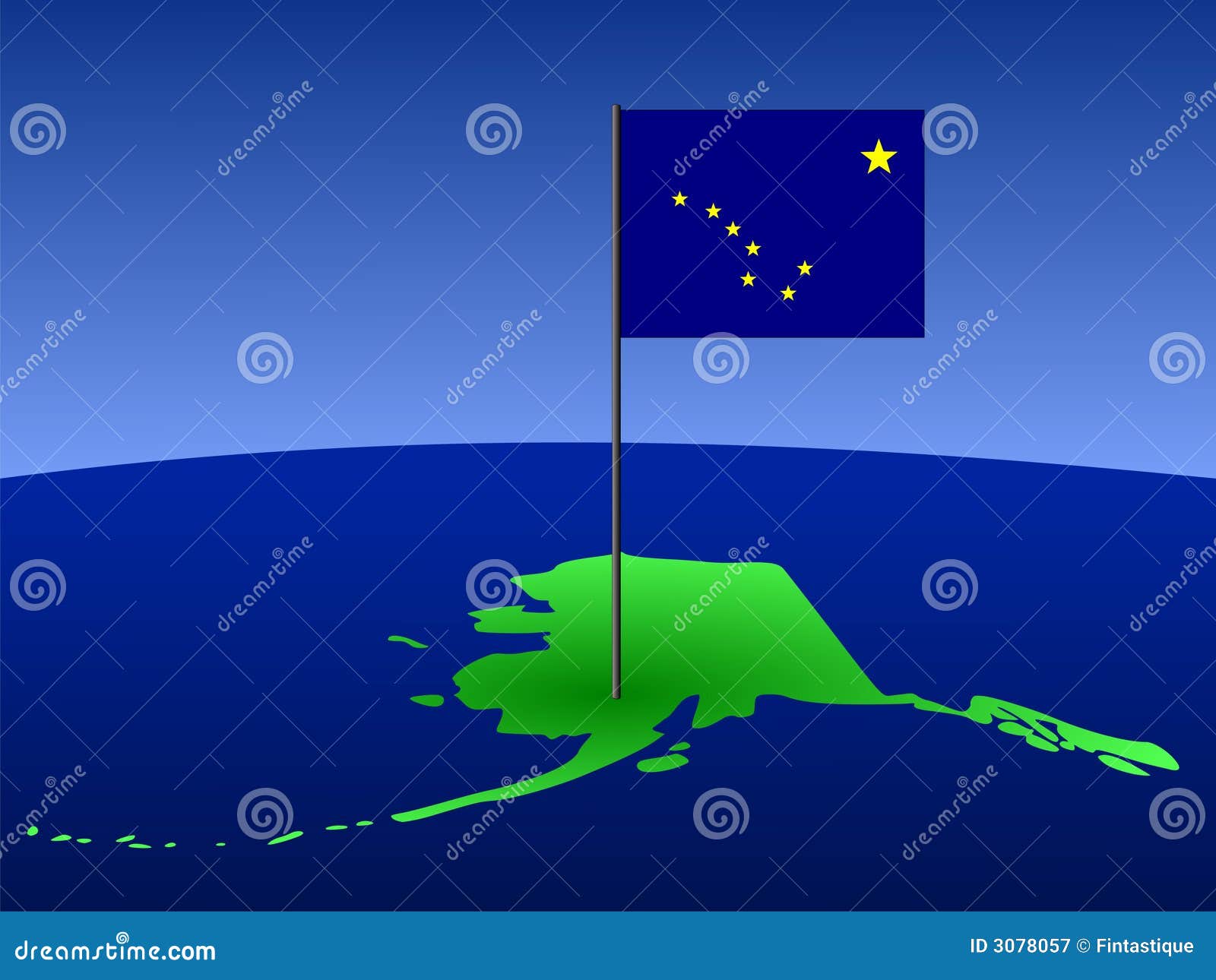 Map of Alaska with flag stock vector. Illustration of horizon - 3078057