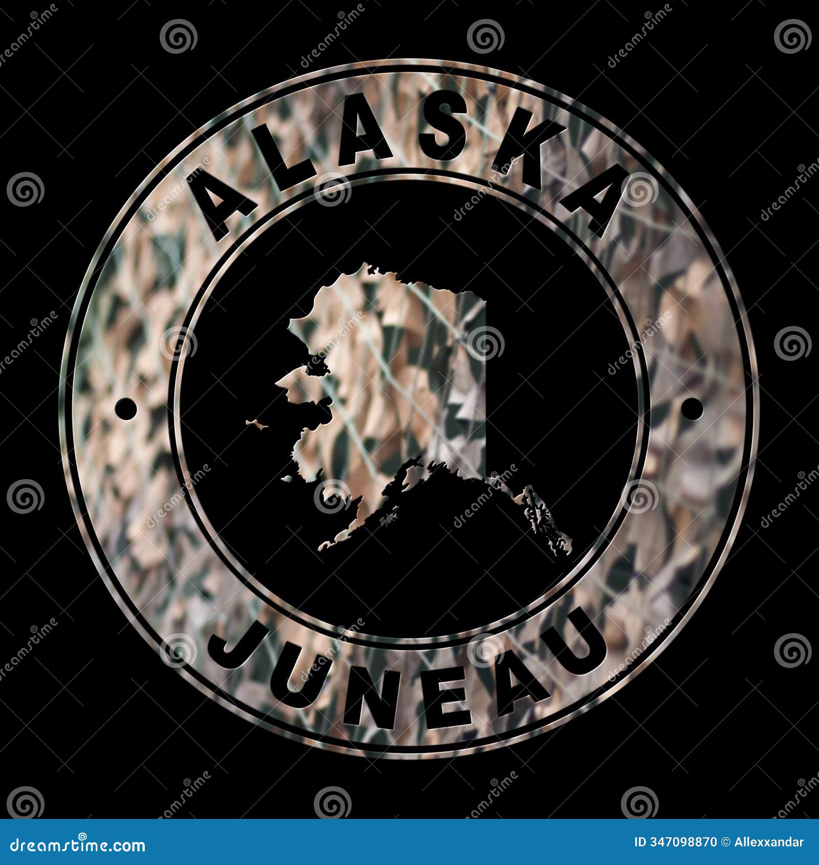 Map of Alaska, Military Stamp Stock Illustration - Illustration of icon ...
