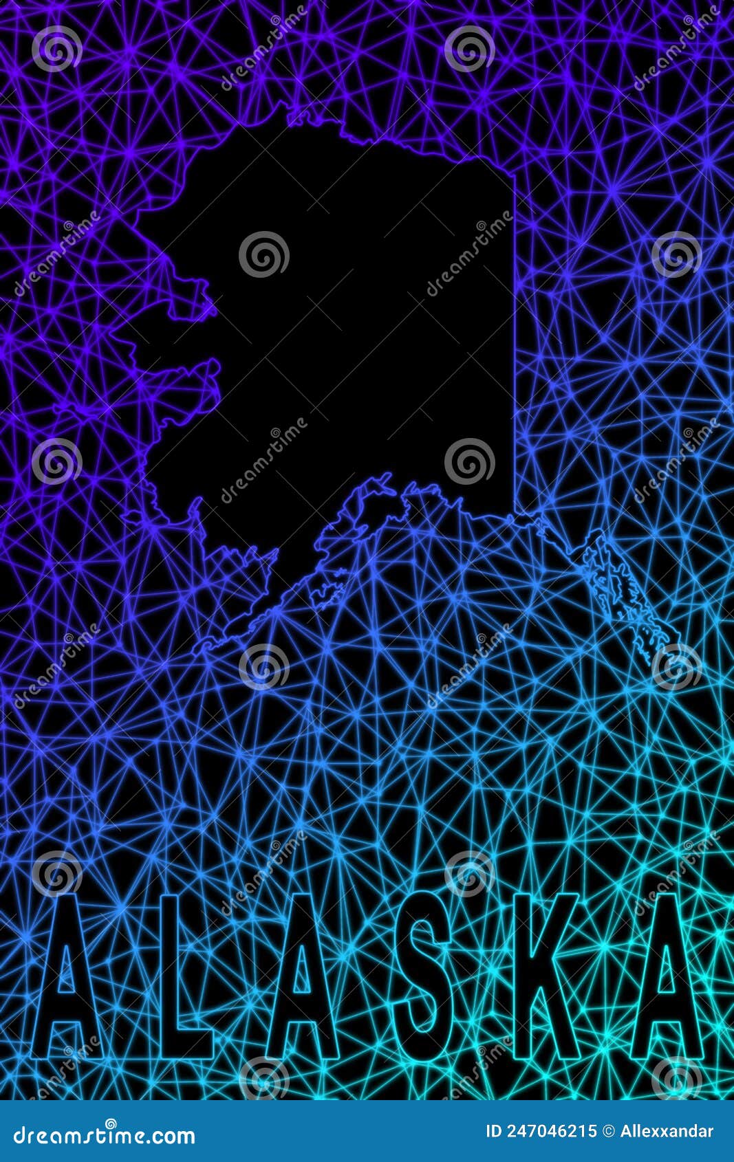 Map of Alaska, Polygonal Mesh Line Map Stock Illustration ...