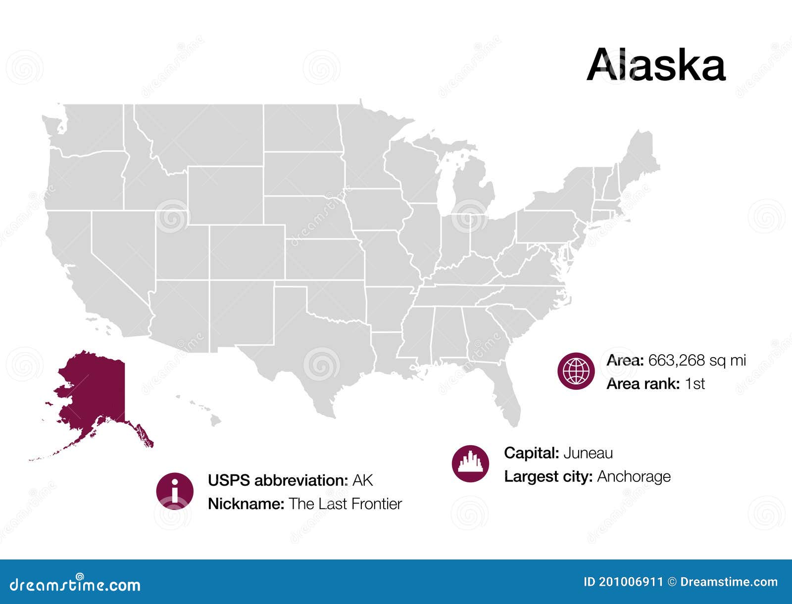 Map of Alaska state stock illustration. Illustration of blank - 201006911