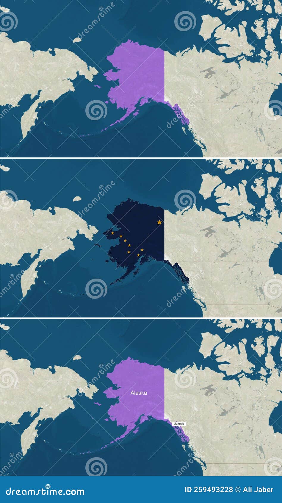 The Map of Alaska with Text, Textless, and with Flag Stock Photo ...