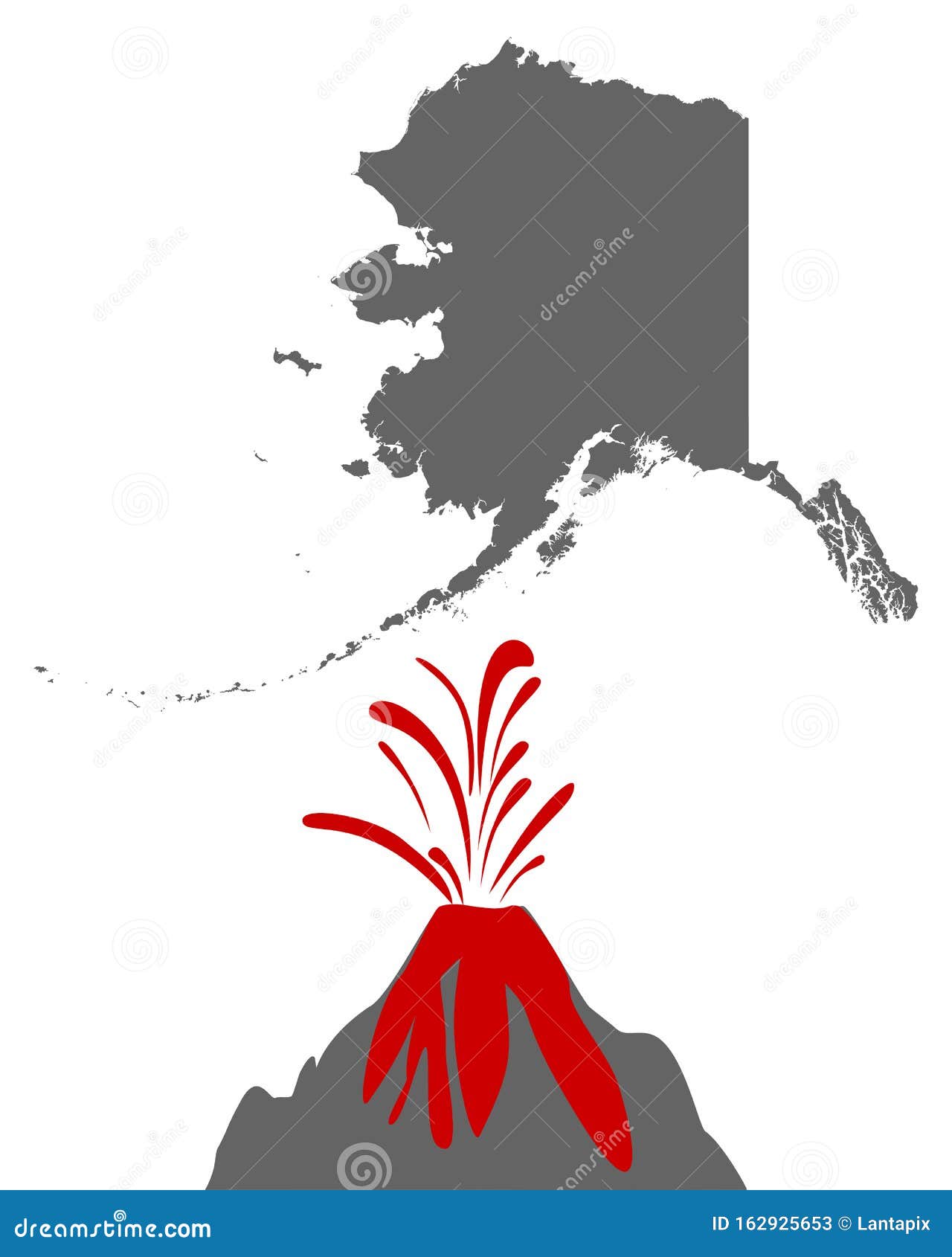Map of Alaska with volcano stock vector. Illustration of rock - 162925653