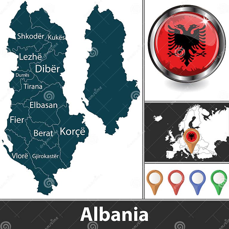 Map of Albania stock vector. Illustration of atlas, elbasan - 257828620