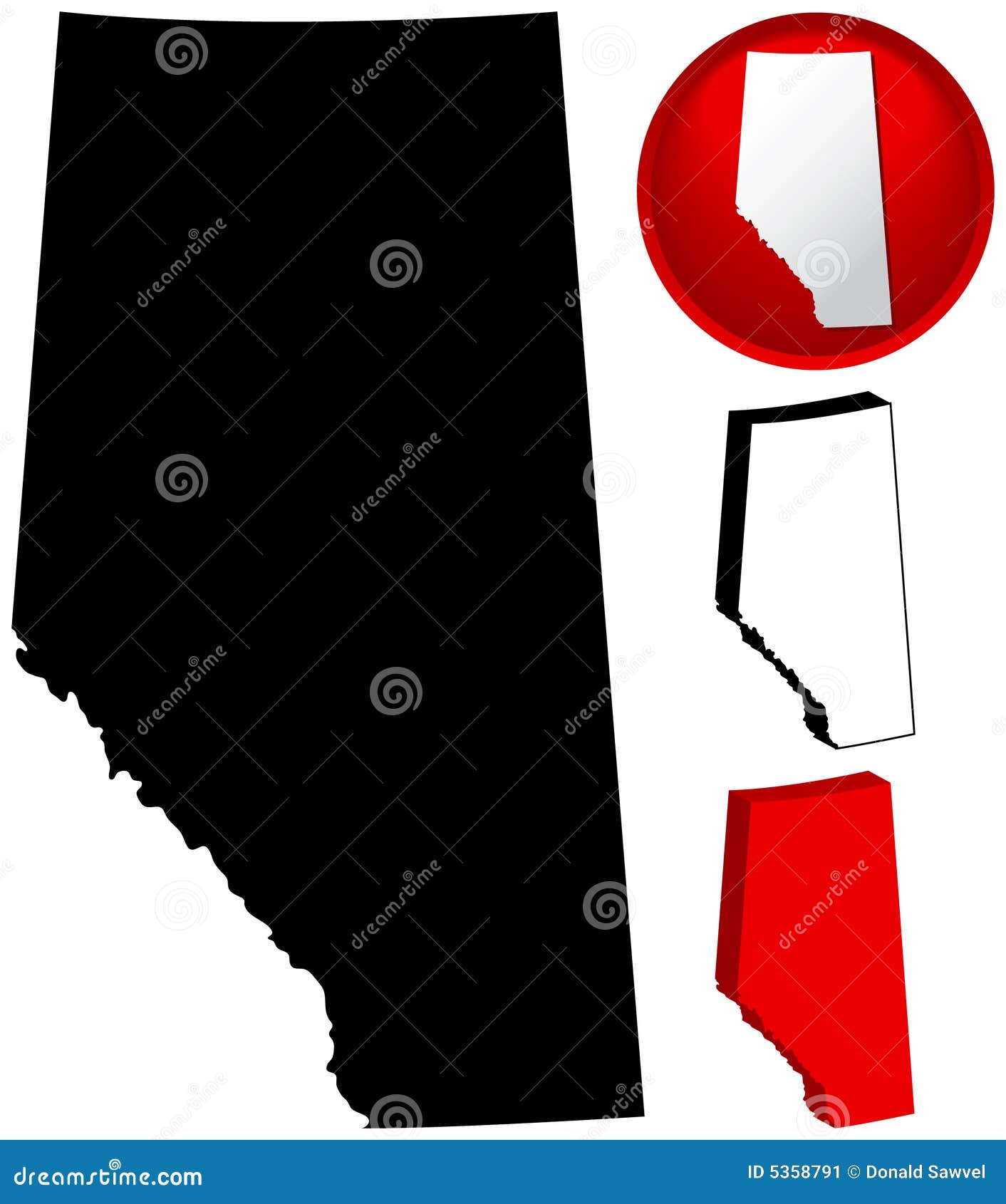 Alberta Outline Map Canada Province Region Vector Illustration ...