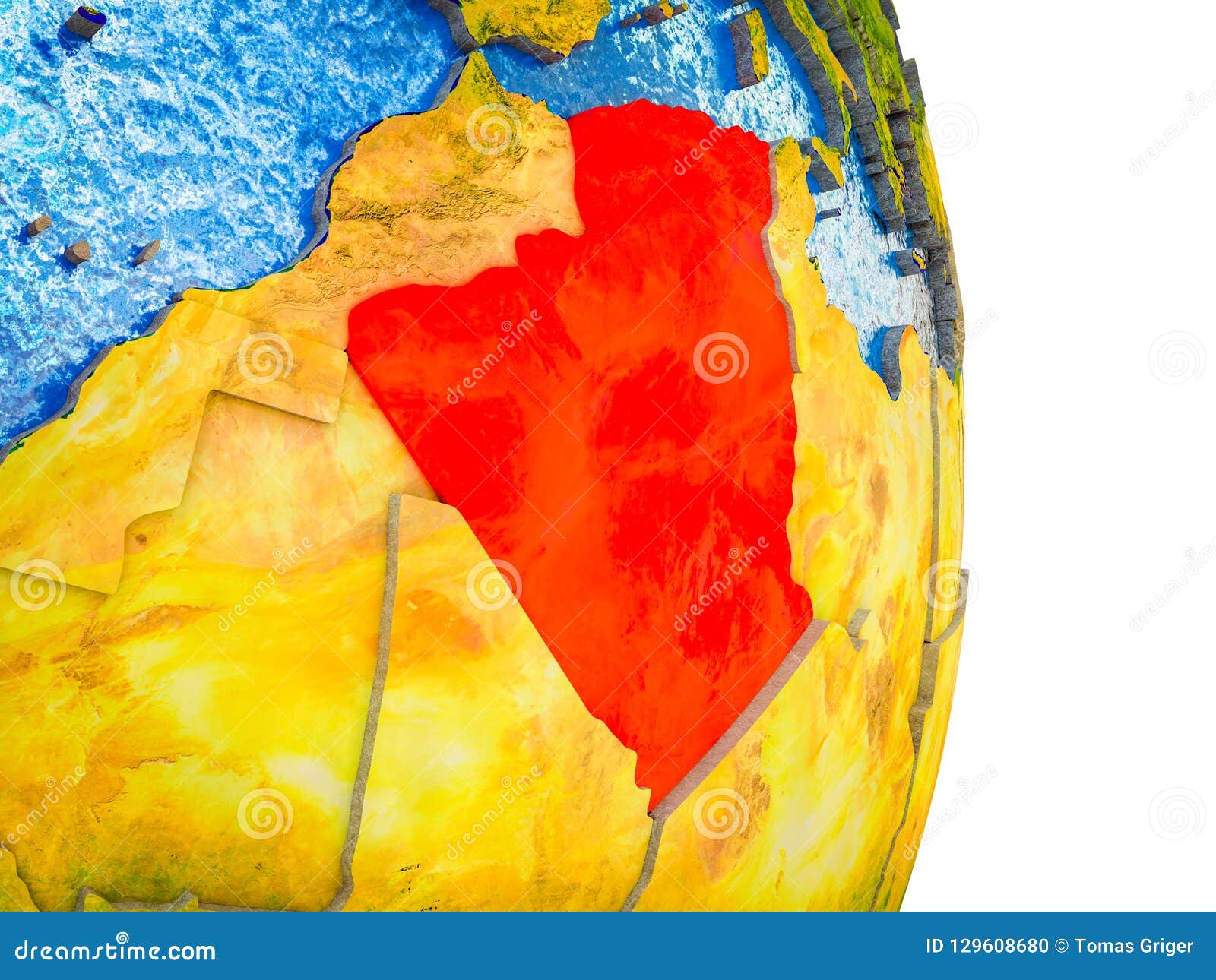 Map of Algeria on 3D Earth stock illustration. Illustration of african ...