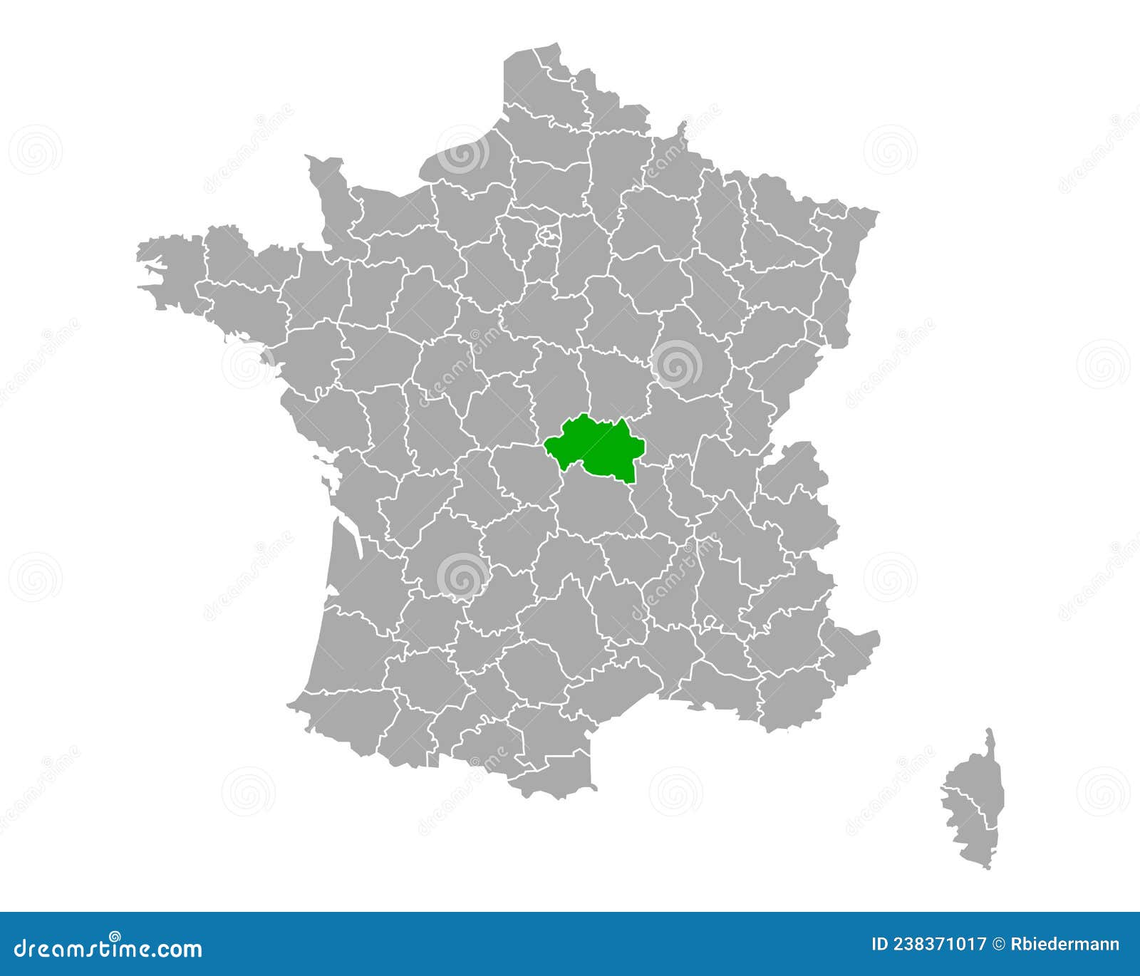 Map of Allier in France stock vector. Illustration of contour - 238371017