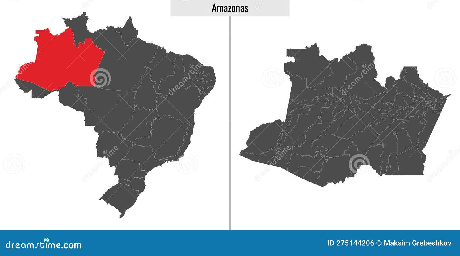 Amazonas Map State of Brazil Stock Vector - Illustration of center ...