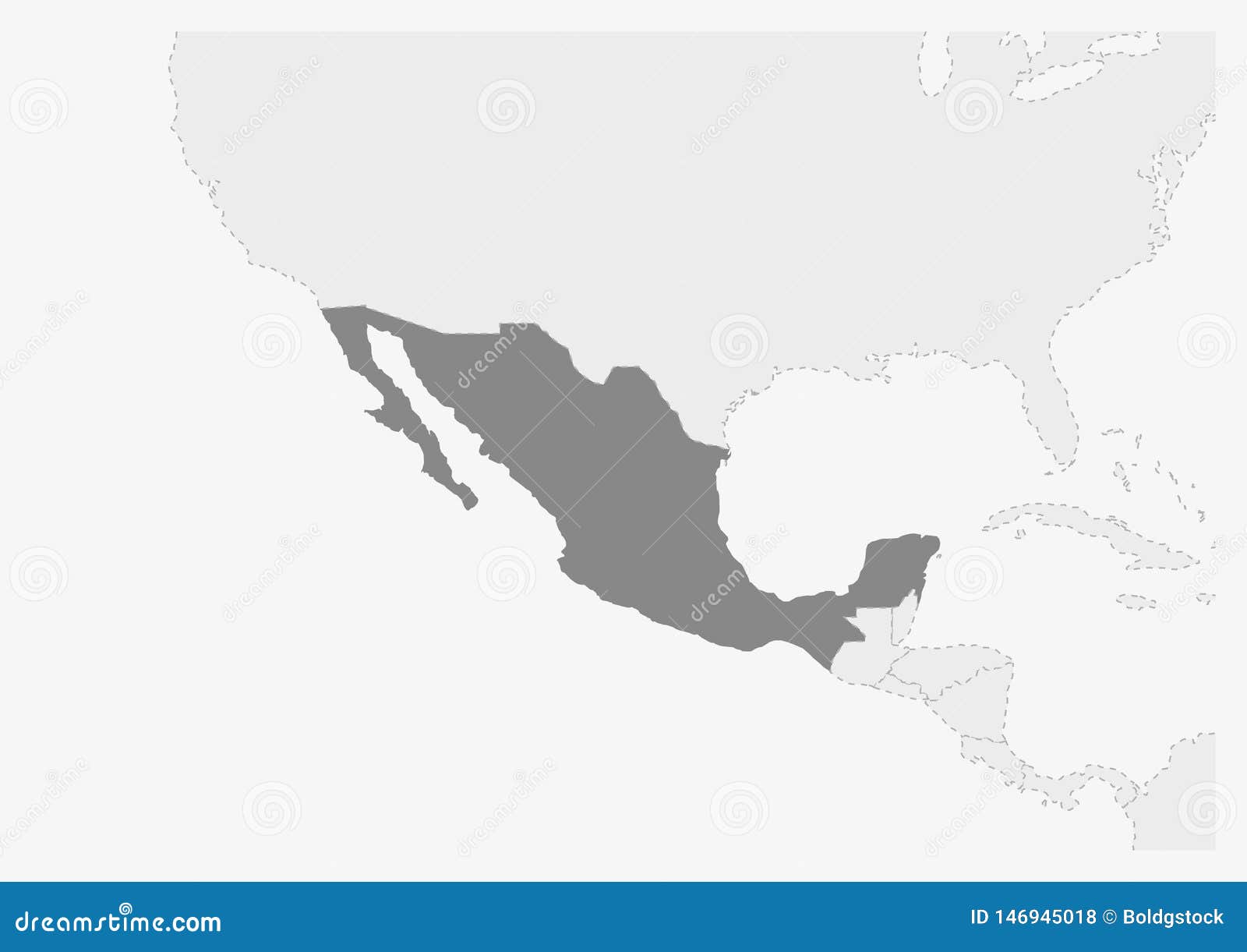 Map of America with Highlighted Mexico Map Stock Vector - Illustration ...