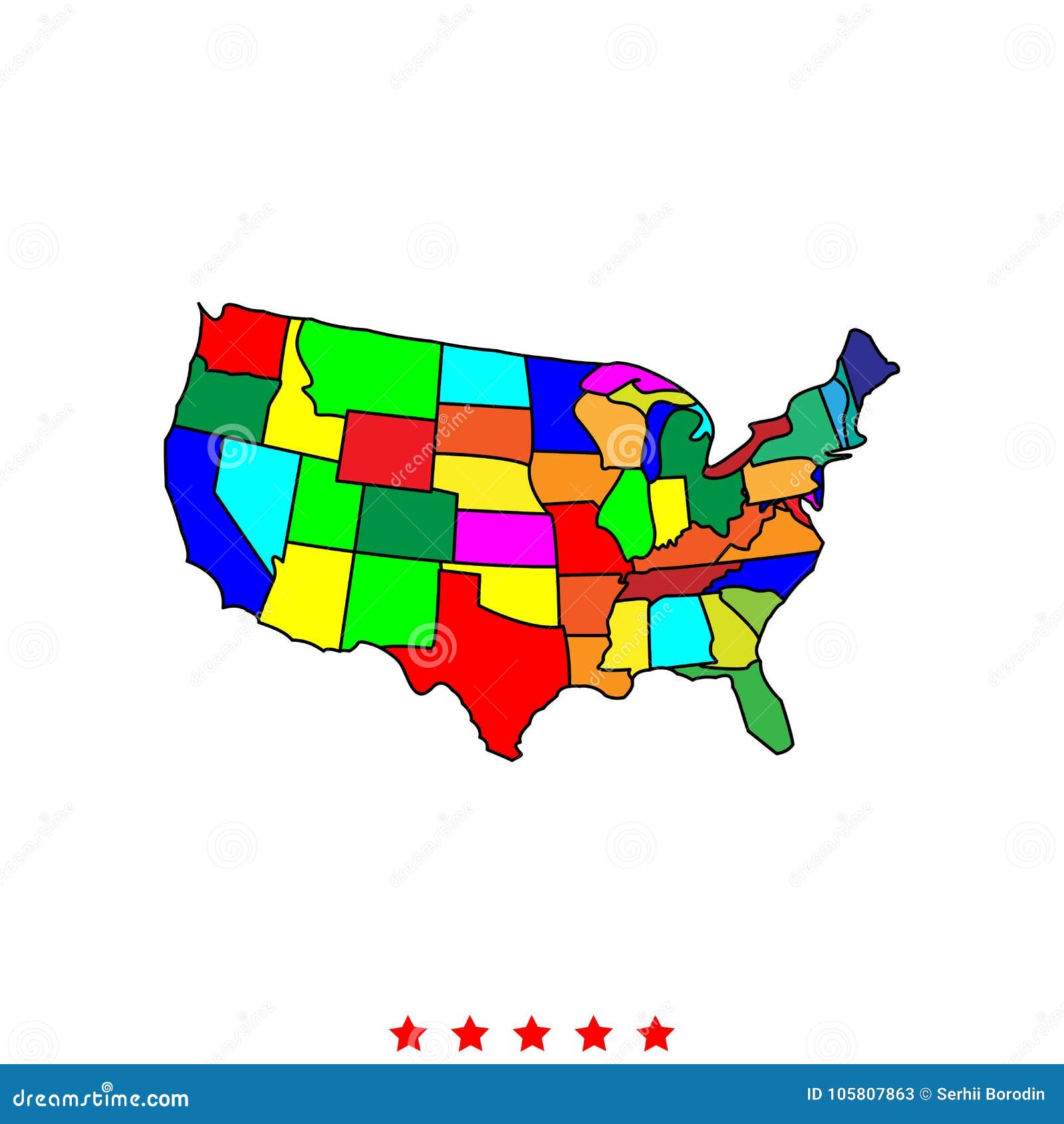 Map of America Icon . Different Color Stock Vector - Illustration of ...