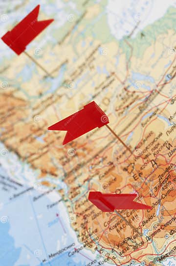 Map of the America with Red Flags Stock Image - Image of arranging ...