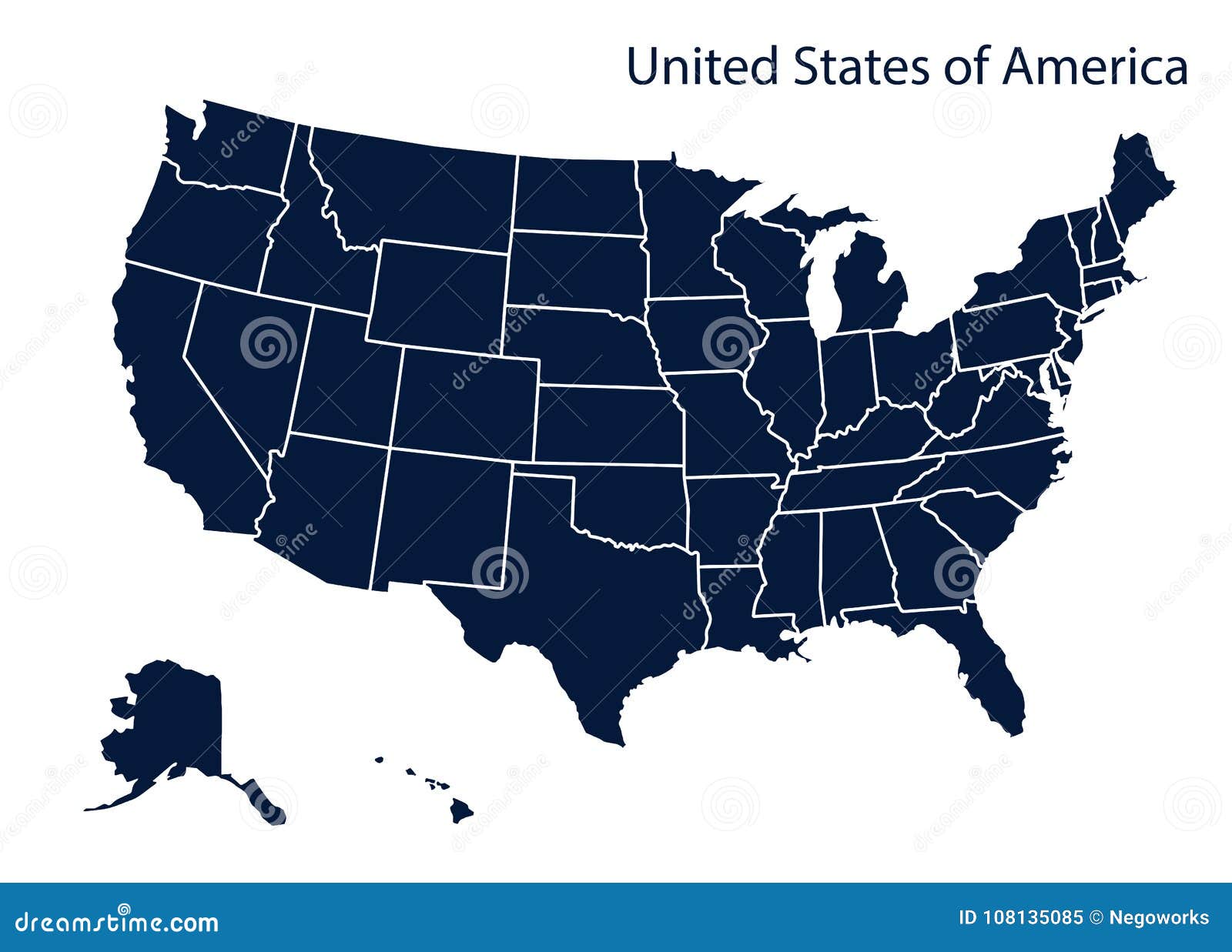 Map of America. USA stock vector. Illustration of white - 108135085