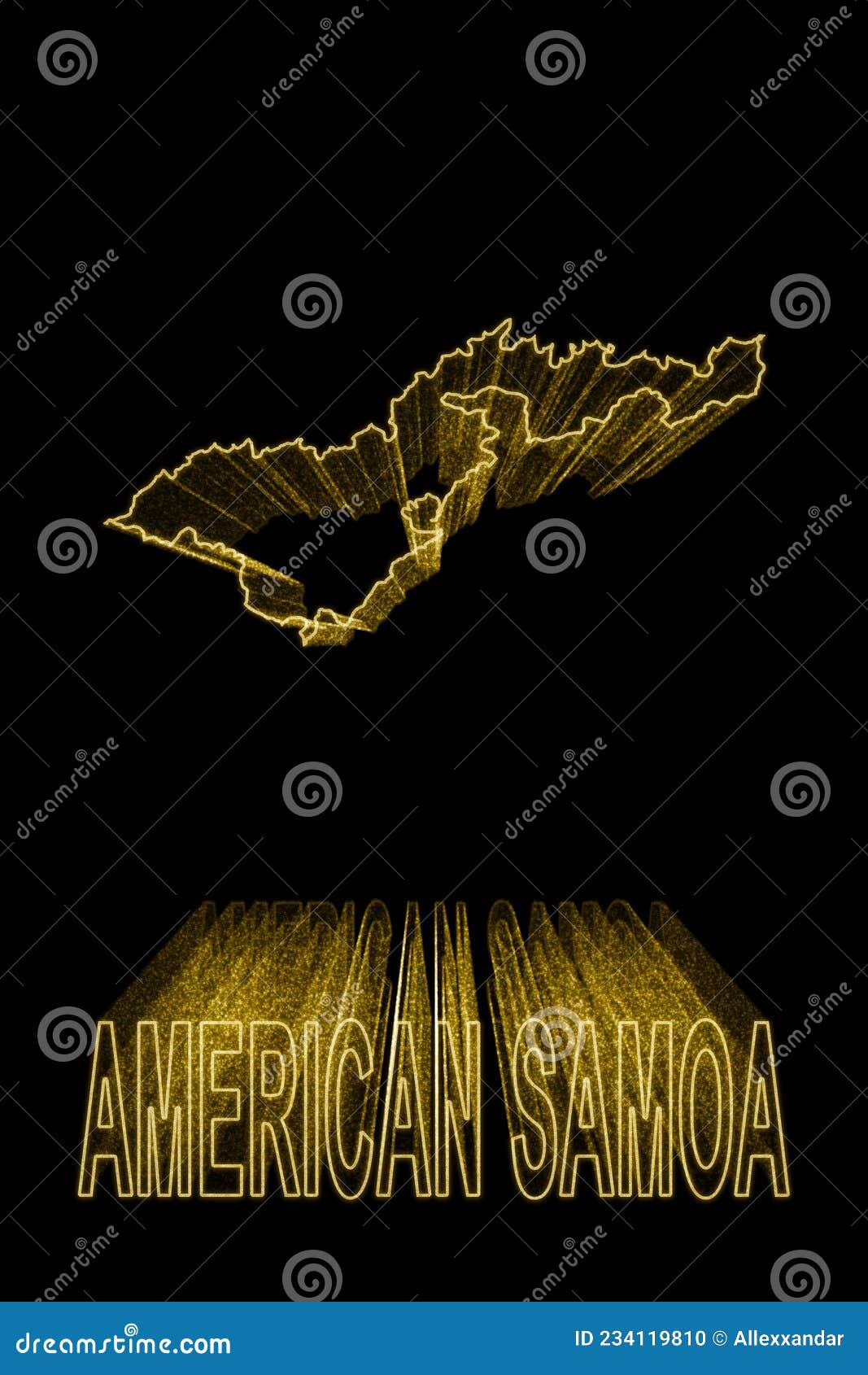 Map of American Samoa, Gold Map on Black Background Stock Illustration ...