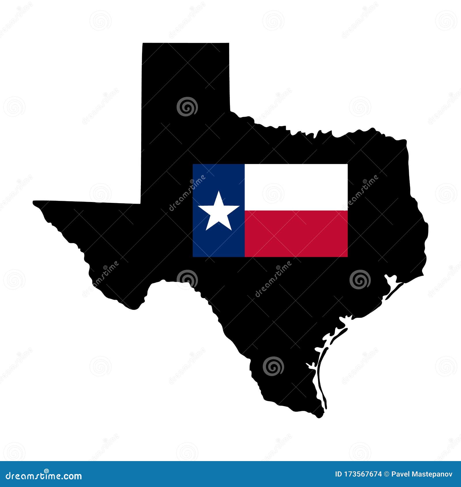 Map of American State of Texas with Flag Isolated on White Background ...