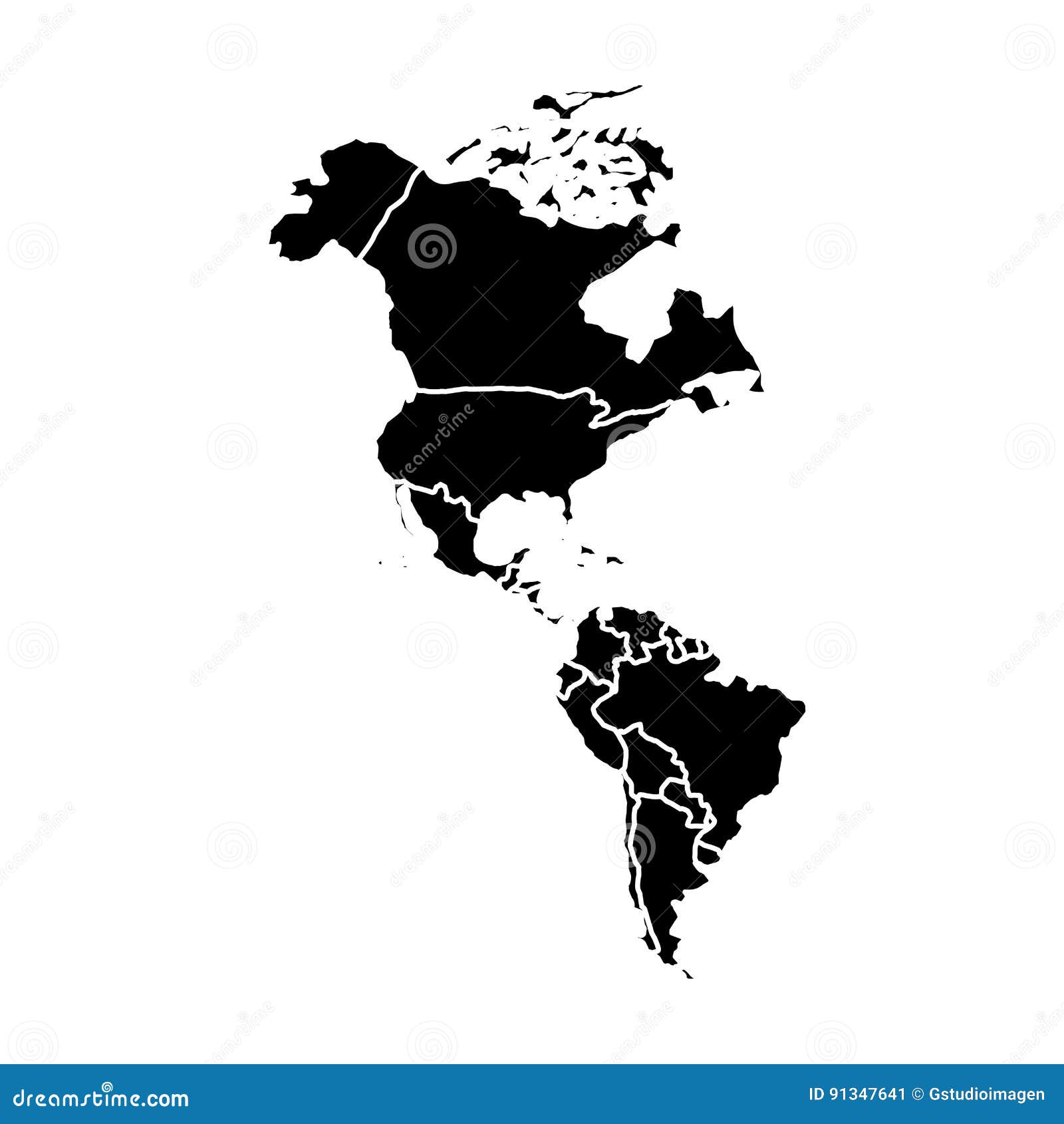 Map of the american stock vector. Illustration of simple - 91347641