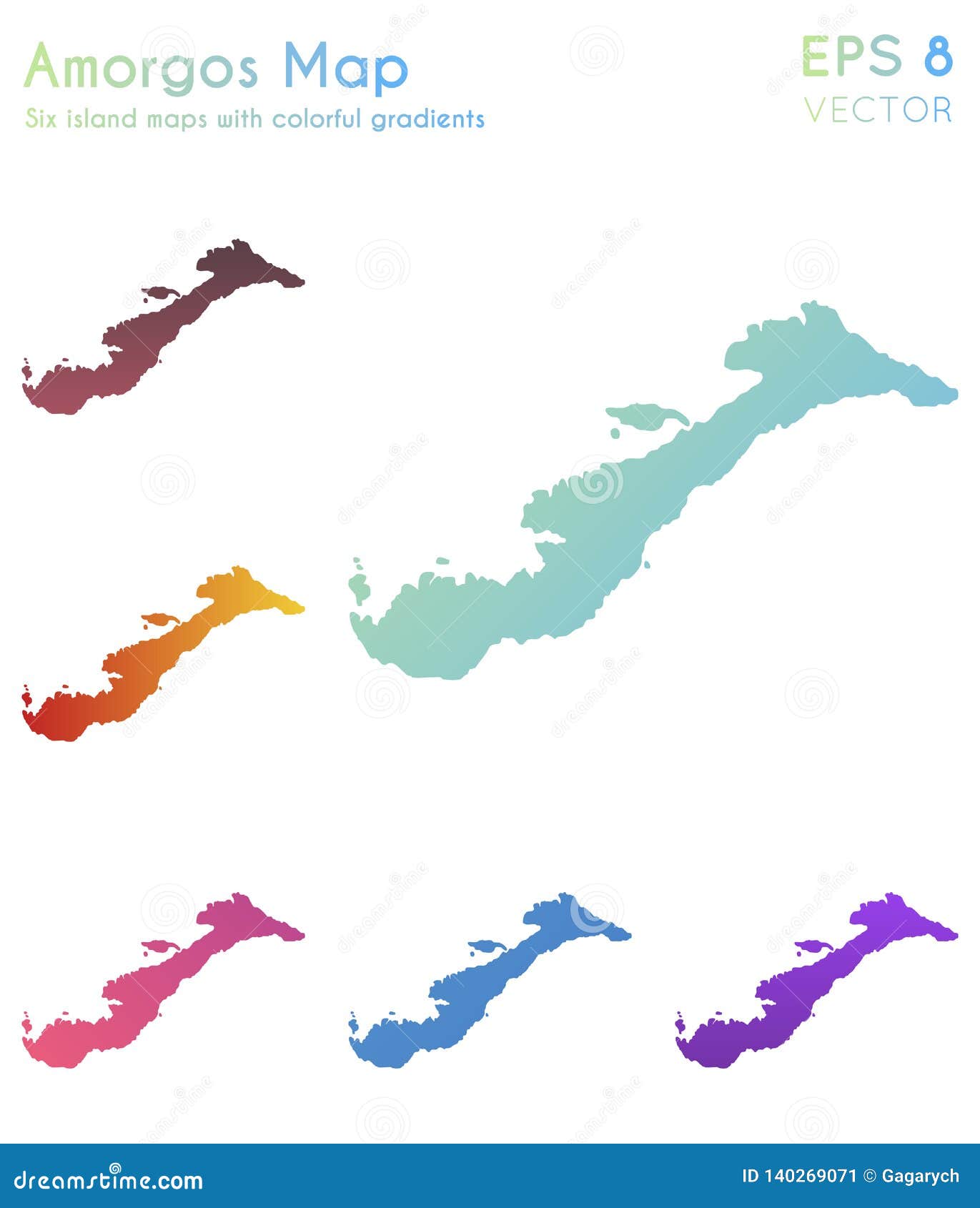 Map of Amorgos with Beautiful Gradients. Stock Vector - Illustration of ...