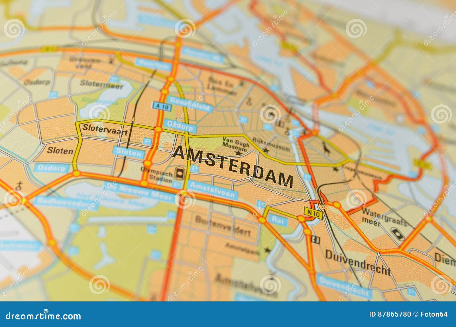 Map of Amsterdam stock photo. Image of europe, characters - 87865780