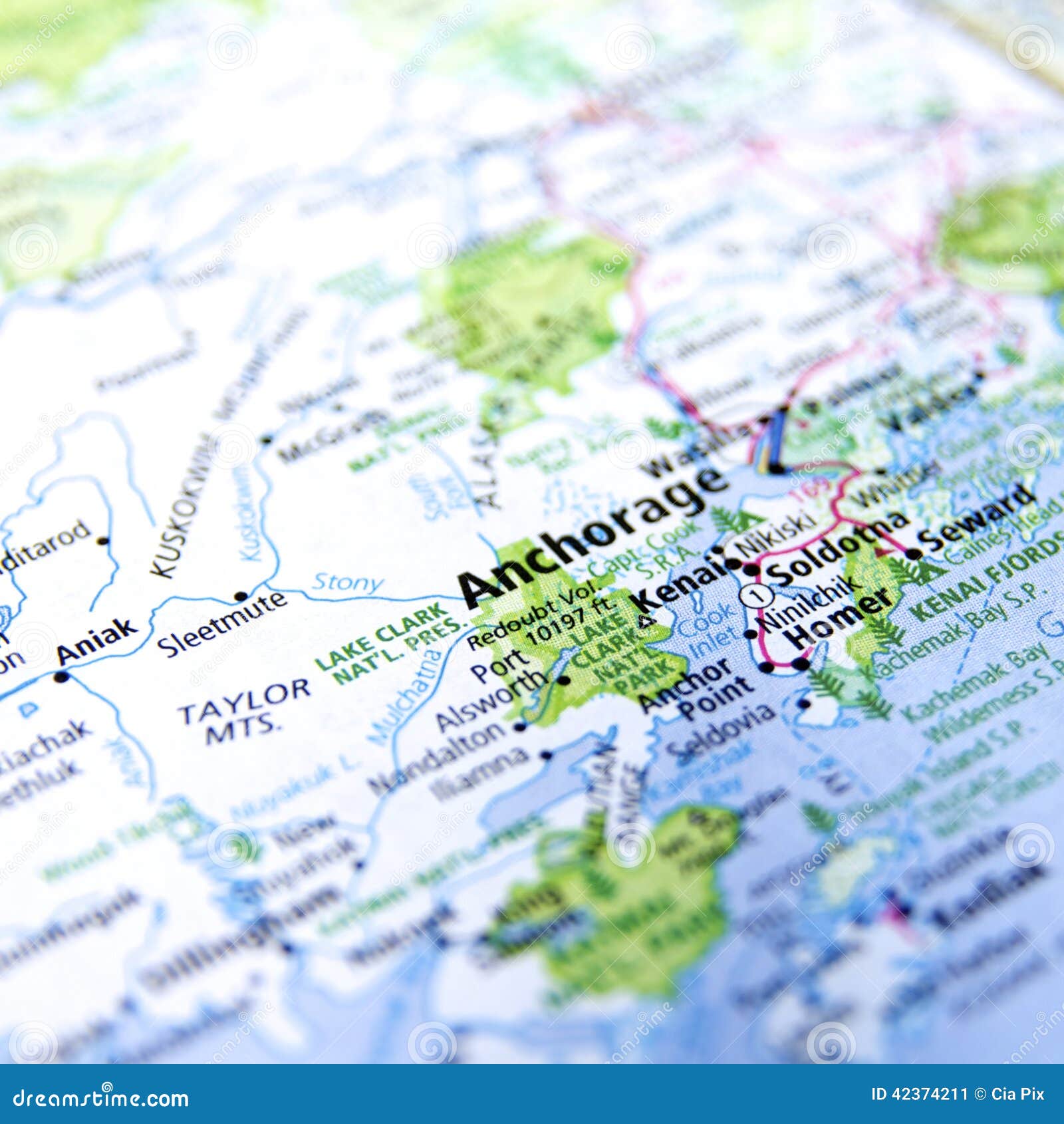 Map of Anchorage stock image. Image of seward, traveling - 42374211