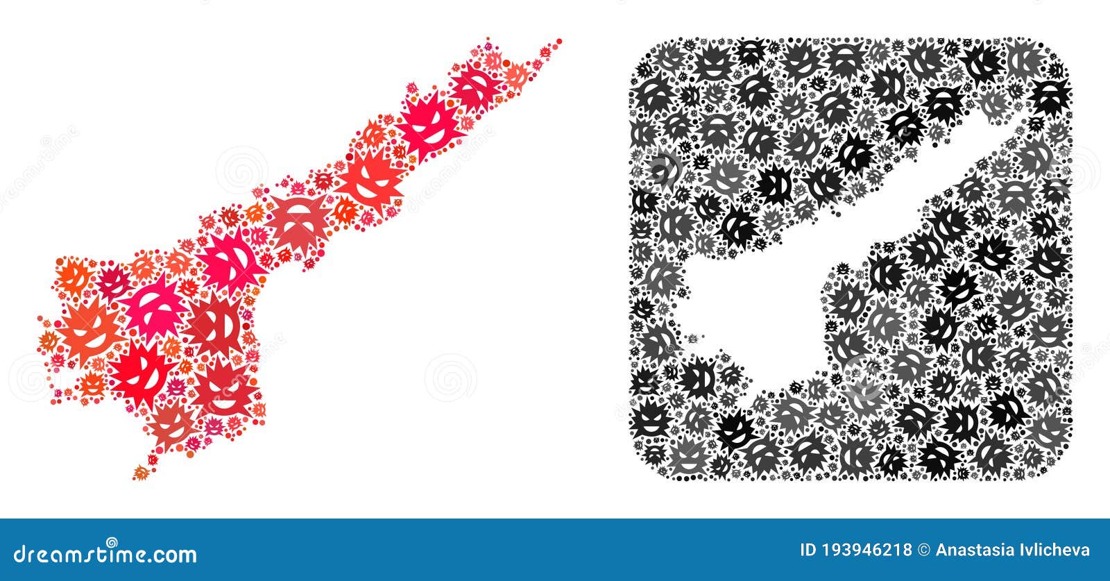 Map of Andhra Pradesh State - Pandemic Virus Collage with Empty Space ...