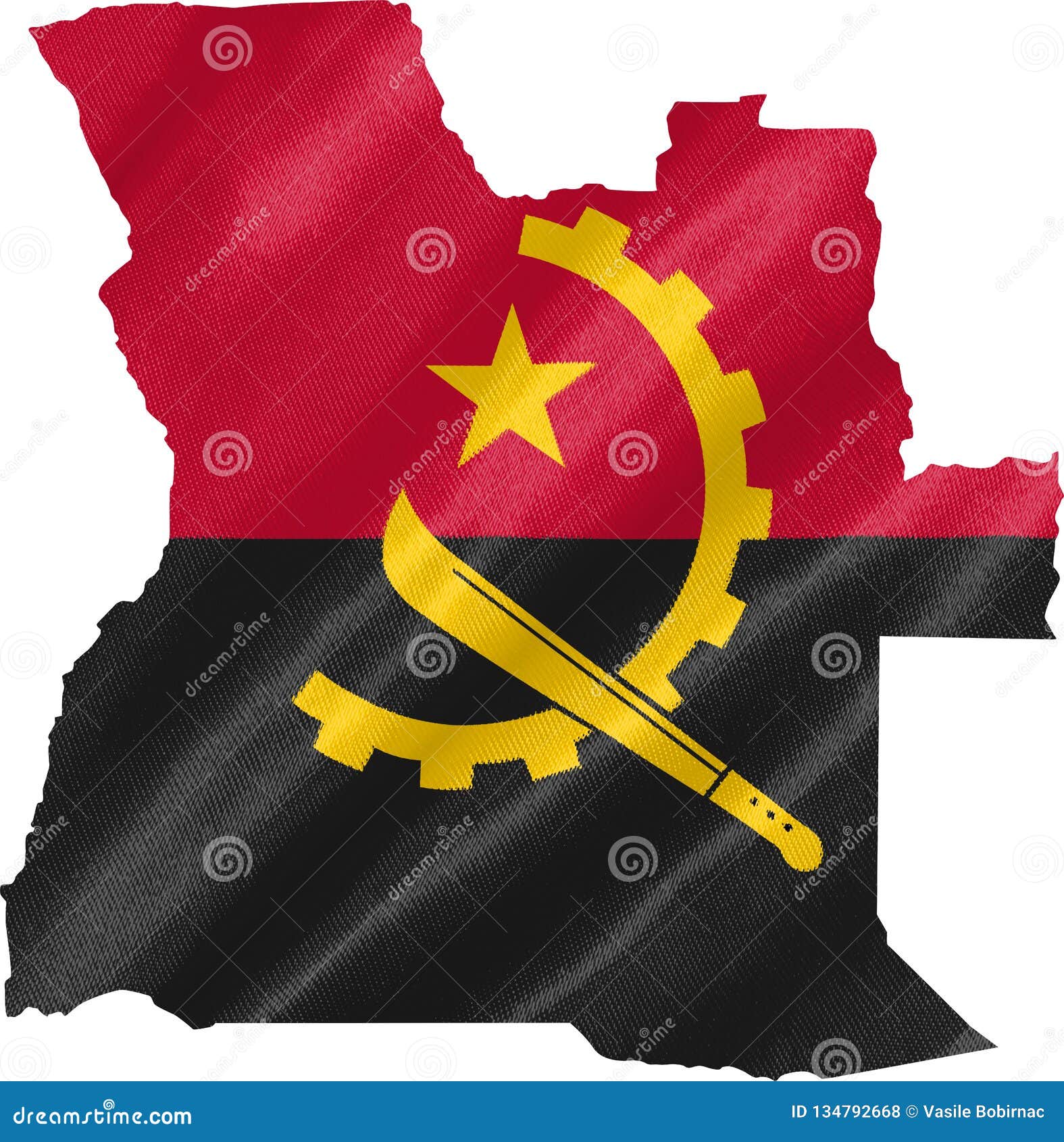 Angola Map with Flag stock illustration. Illustration of geography ...