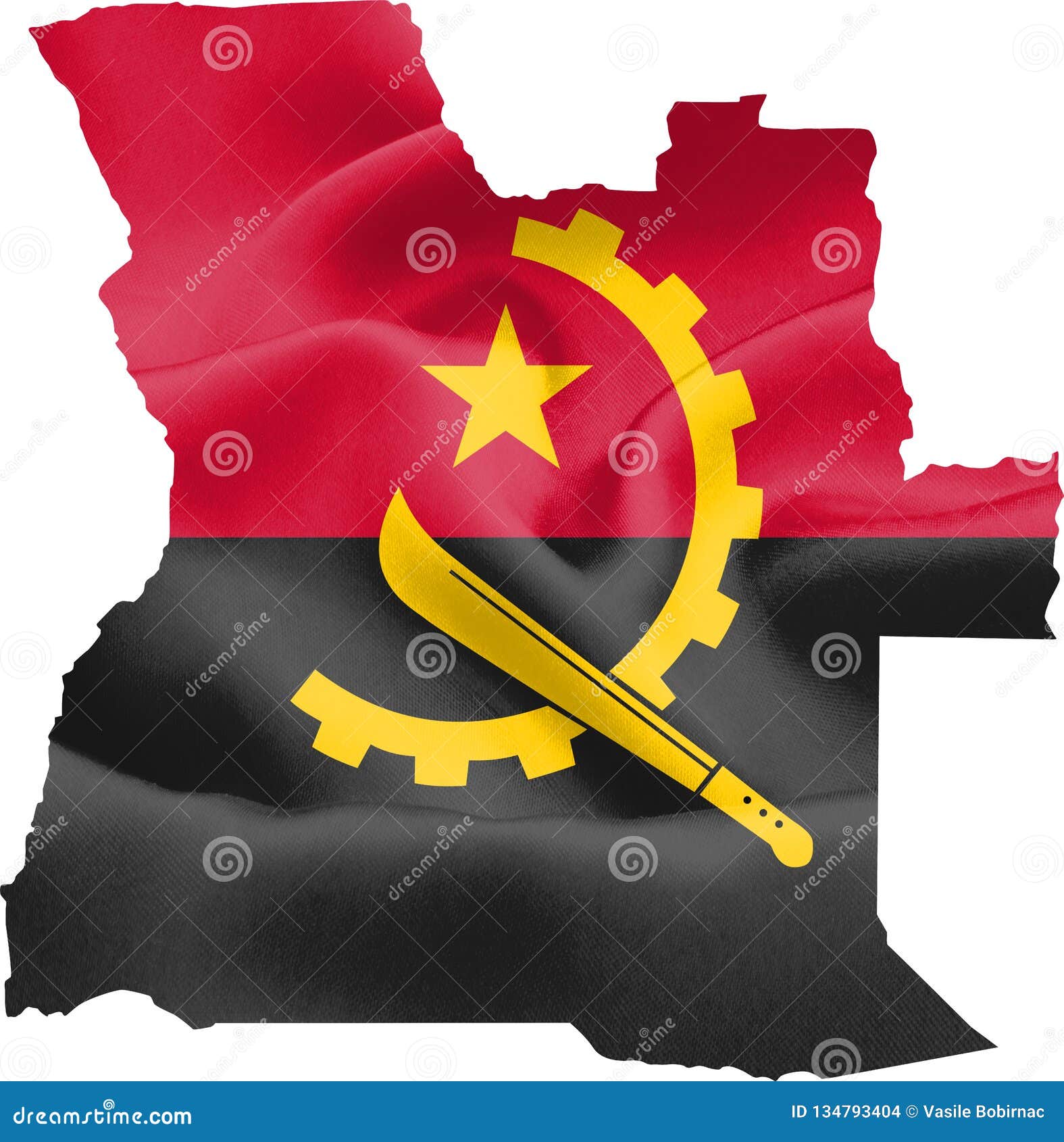 Angola Map with Flag stock illustration. Illustration of language ...