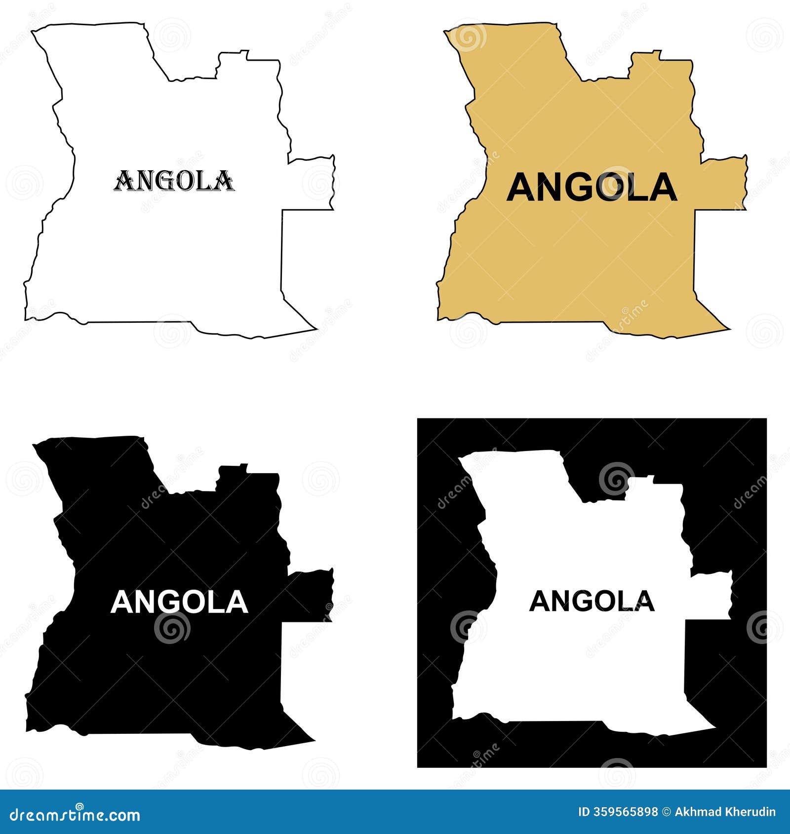 Angola Region Map: Colorful With White Outline. Cartoon Vector ...