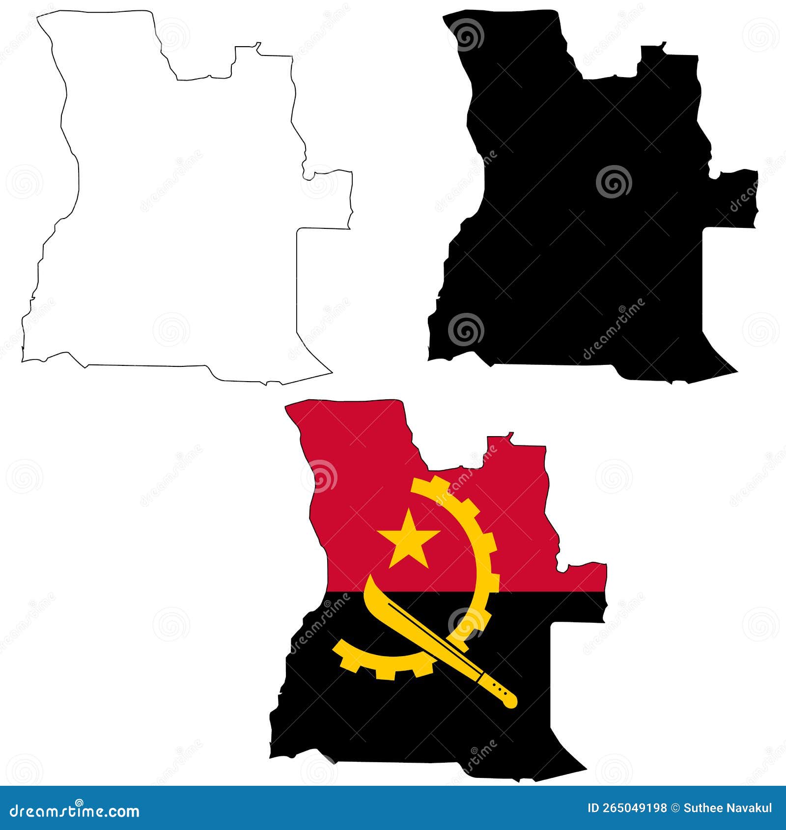 Map Angola on White Background. Angola Map Outline Stock Vector ...