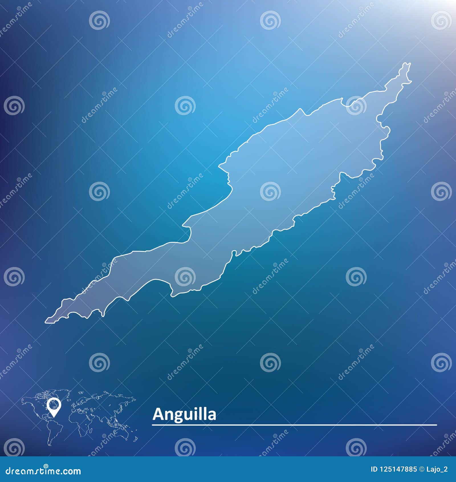 Map of Anguilla stock vector. Illustration of atlas - 125147885