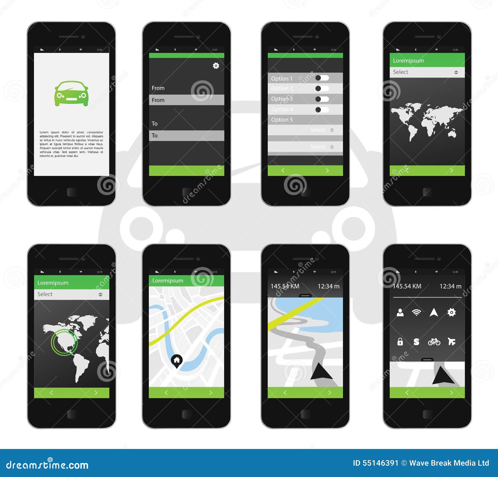 Map App Interface on Phone Screen Stock Vector - Illustration of ...