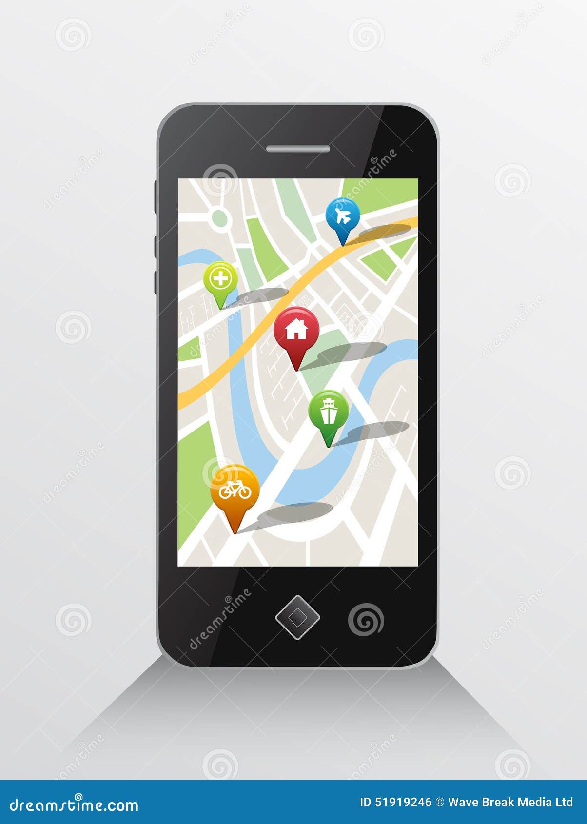 Map Application on Smartphone Stock Vector - Illustration of city, plan ...