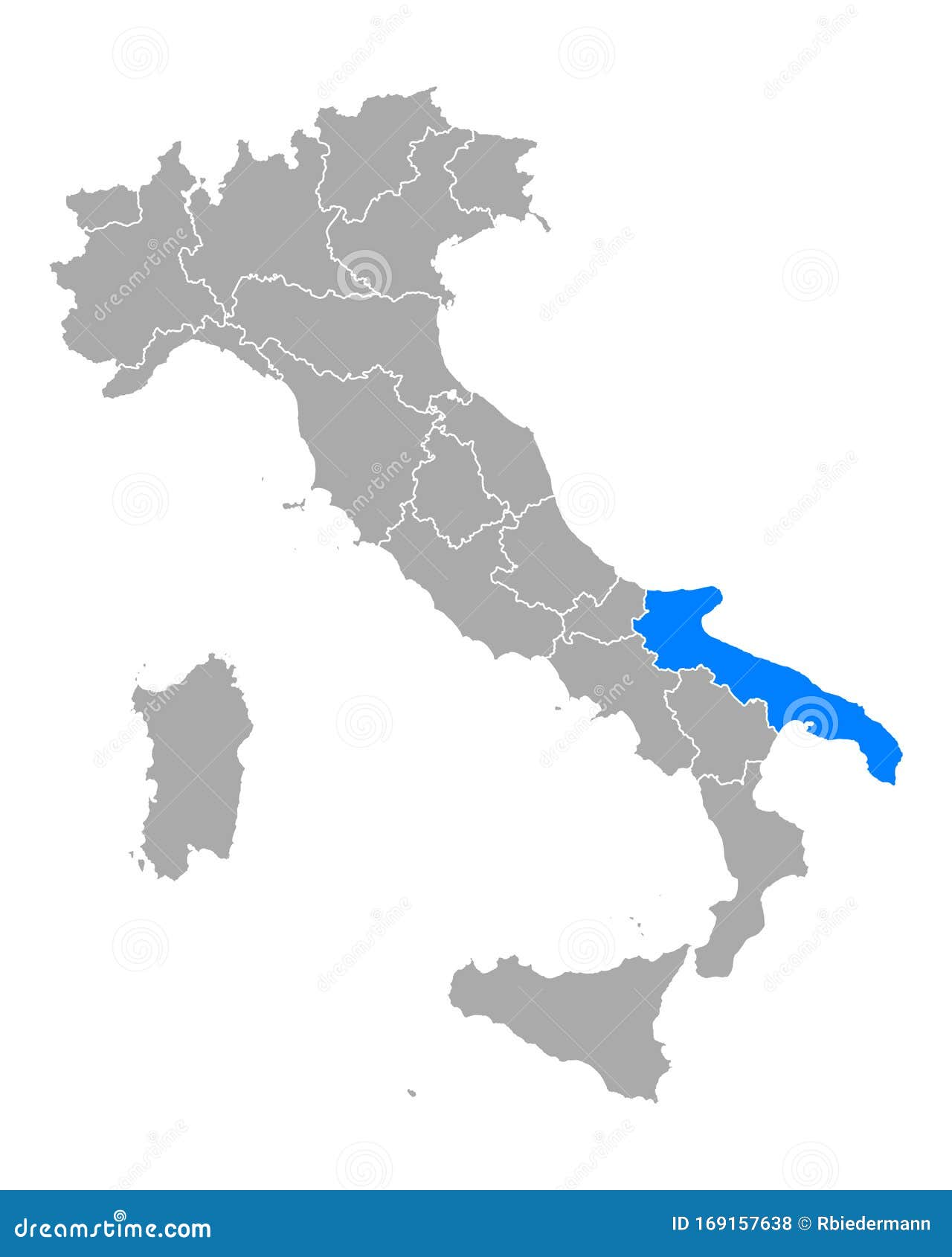 Map of Apulia in Italy stock vector. Illustration of vector - 169157638